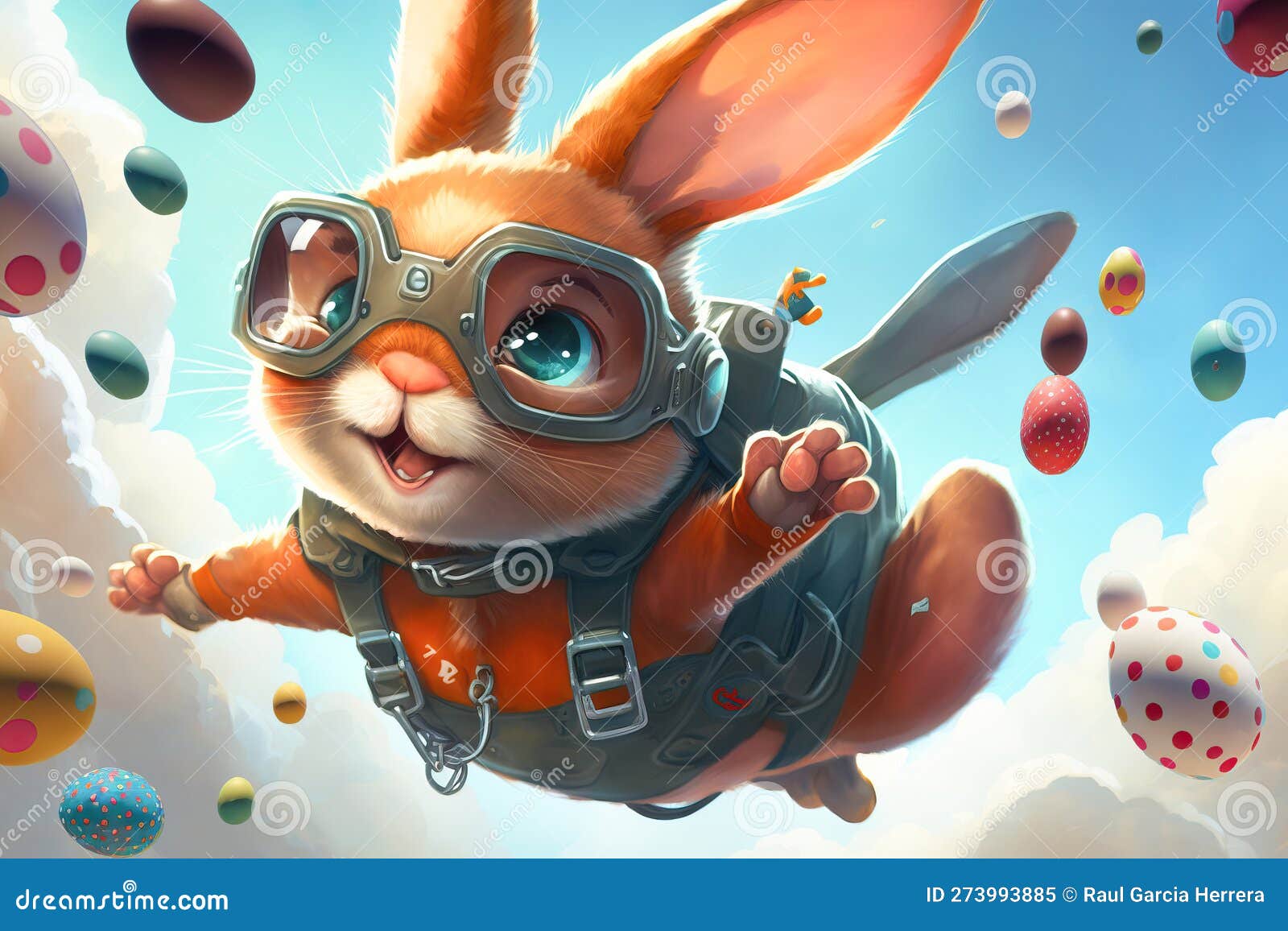 Easter Bunny Skydiving and Easter Eggs Falling through the Air . Funny ...