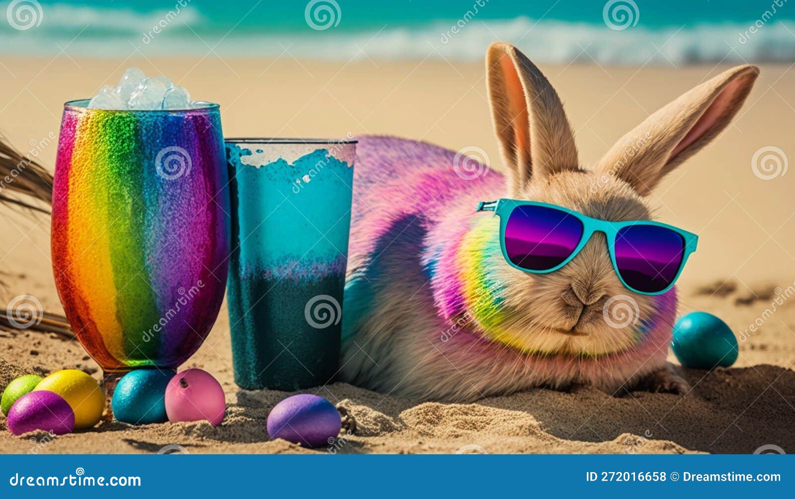 Easter Bunny Sleeping on the Beach Stock Illustration - Illustration of ...