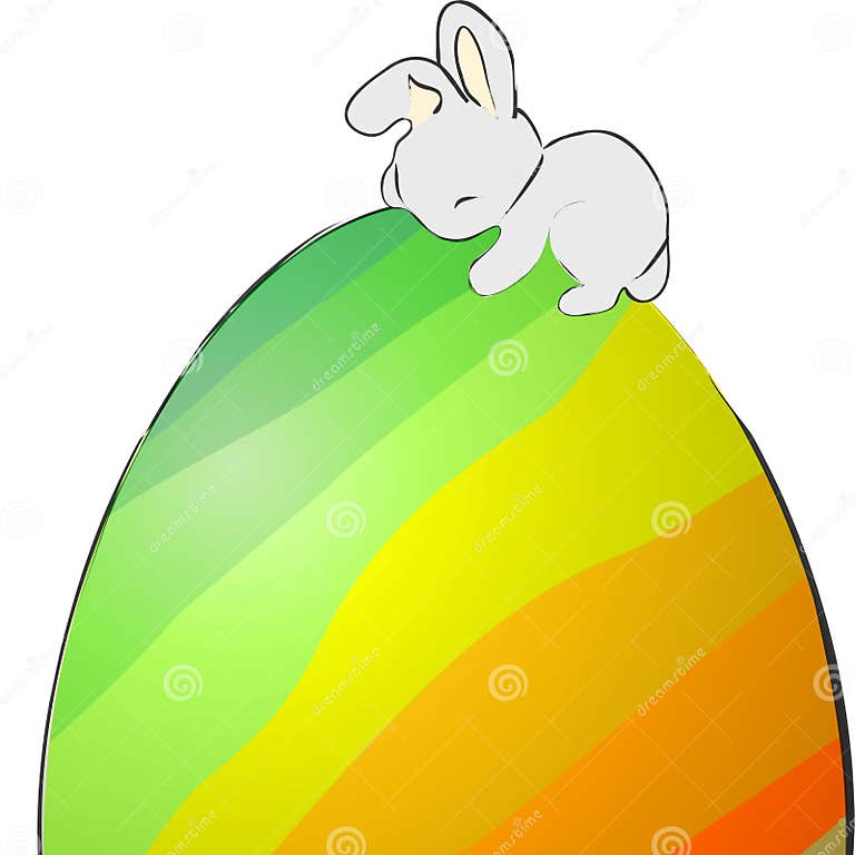 Easter Bunny Sleeping on an Egg Stock Vector - Illustration of colours ...