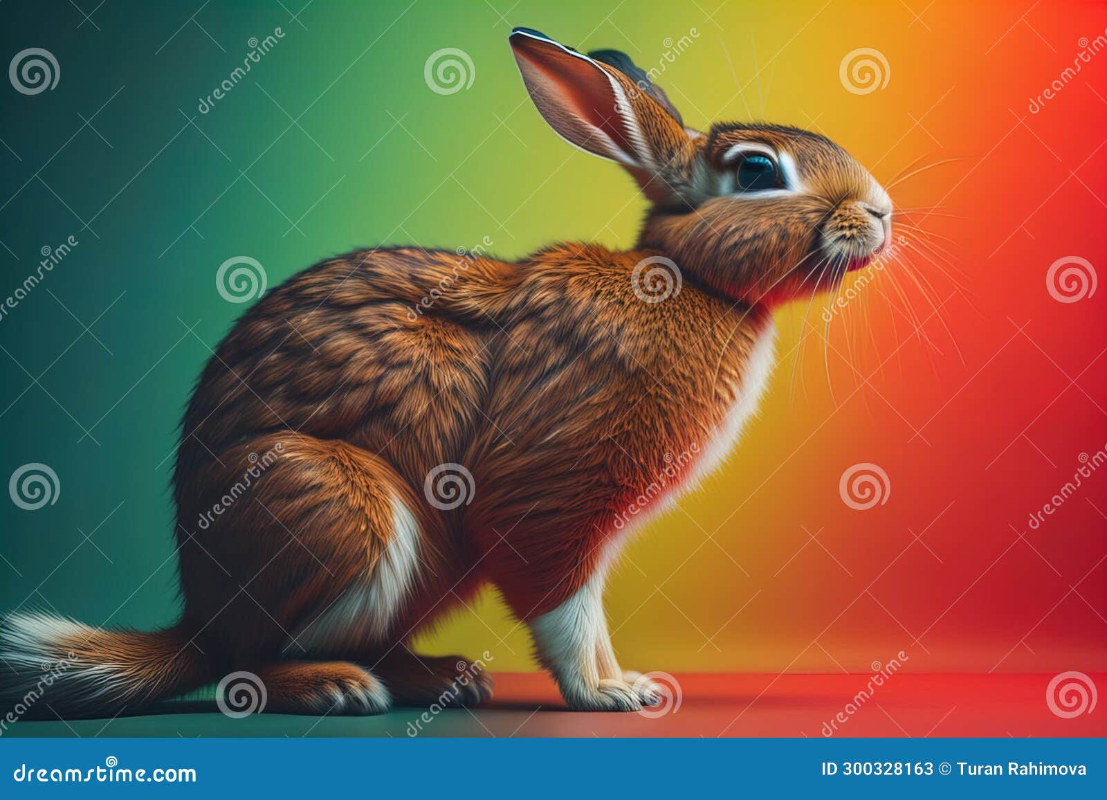 Easter Bunny on a Solid Color Background. Ai Generative Stock Image ...