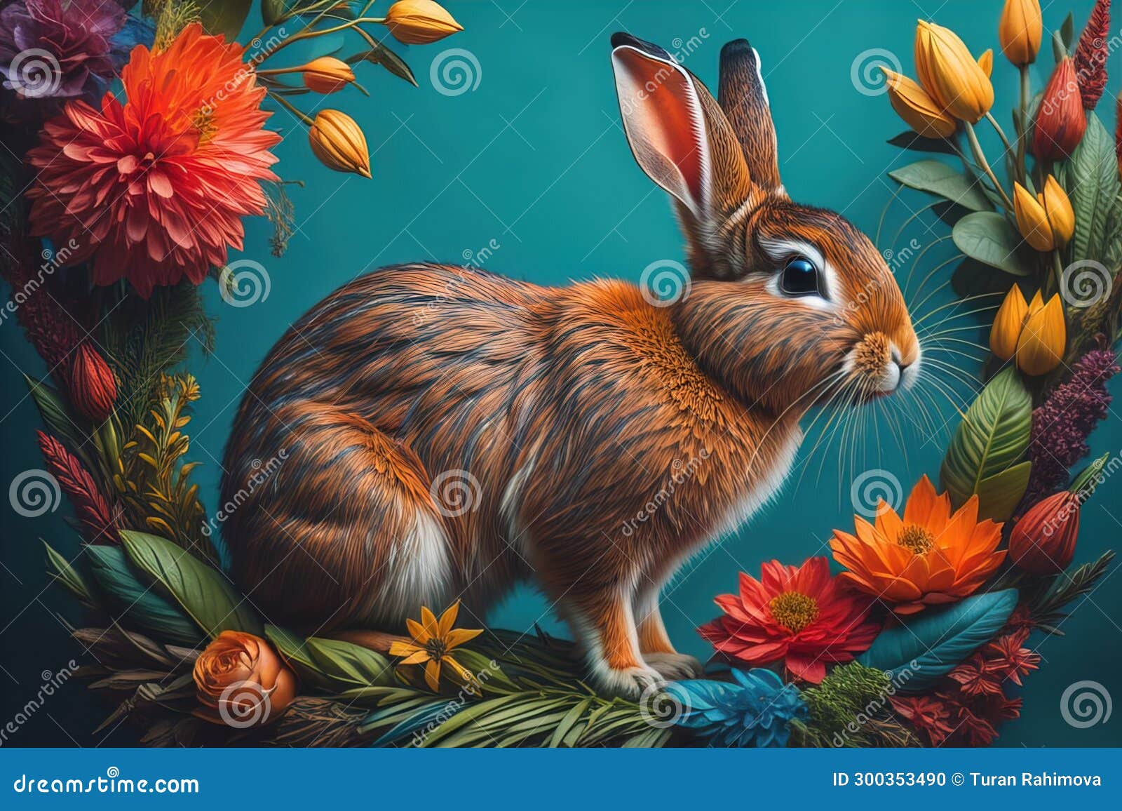 Easter Bunny on a Solid Color Background. Ai Generative Stock ...