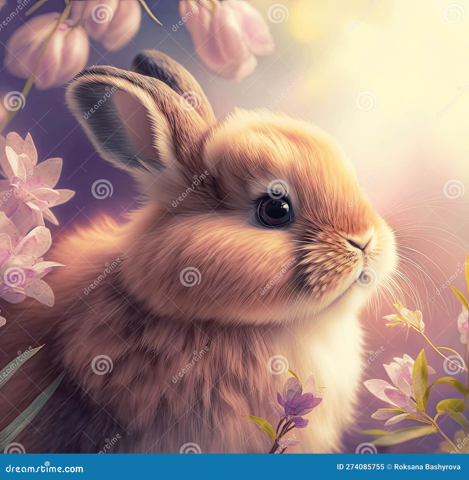 Easter Bunny with Spring Flowers. Created with Generative AI Technology ...