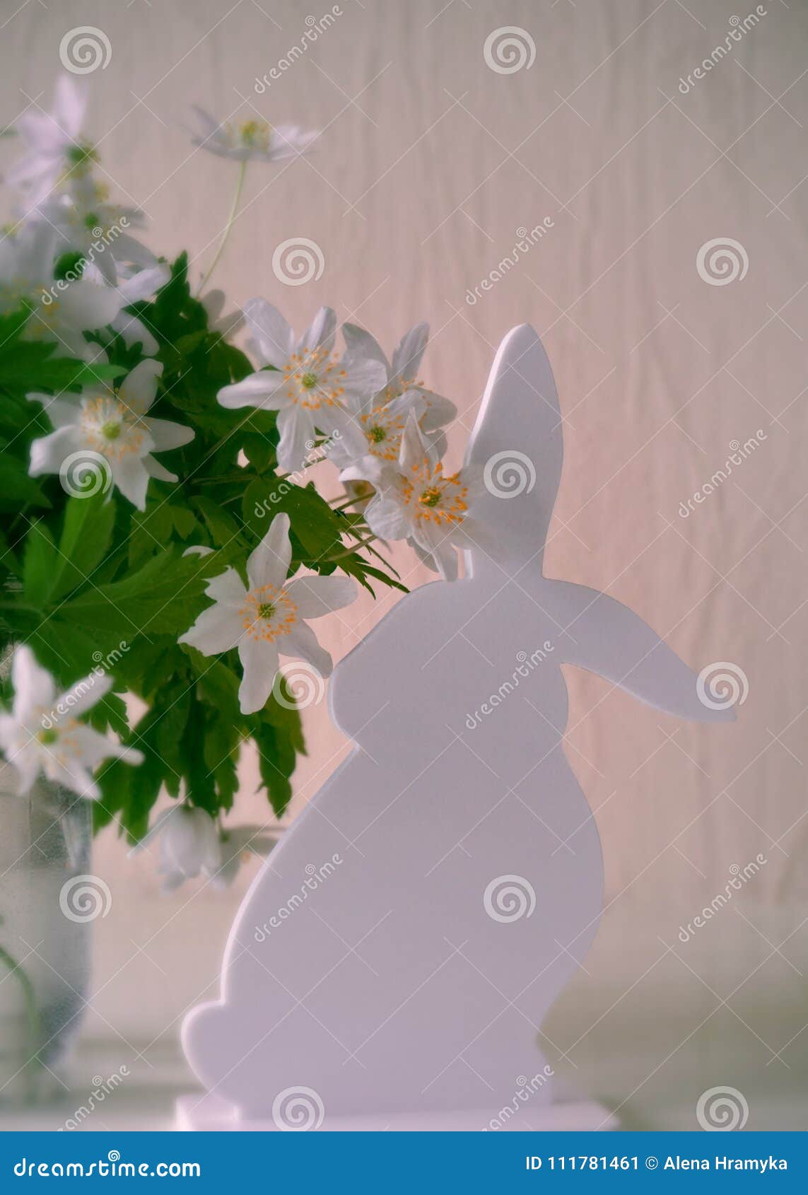 Easter Bunny with Spring Flowers Stock Image - Image of decorations ...