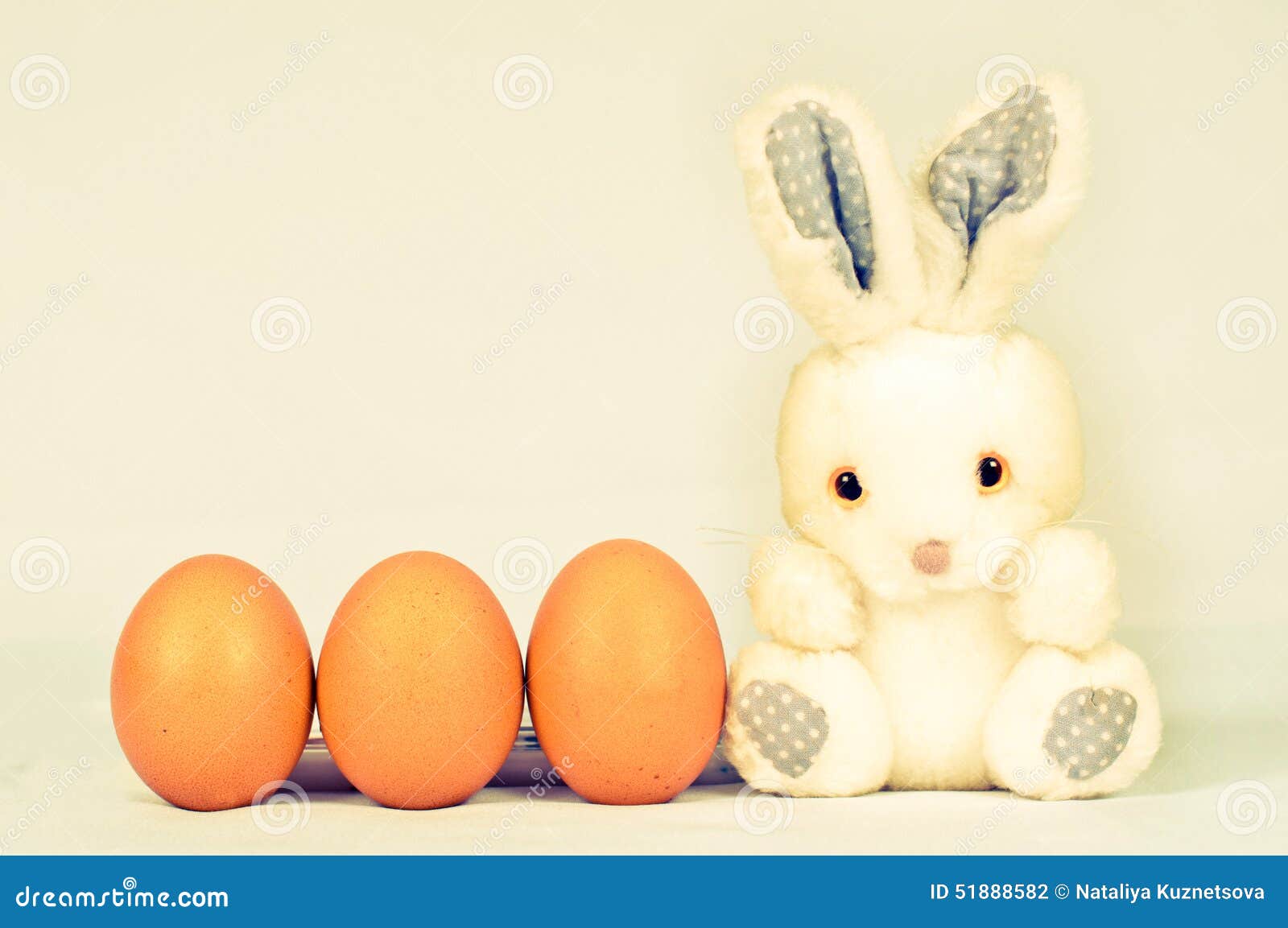 Easter Bunny with Three Eggs Stock Photo - Image of white, fluffy: 51888582