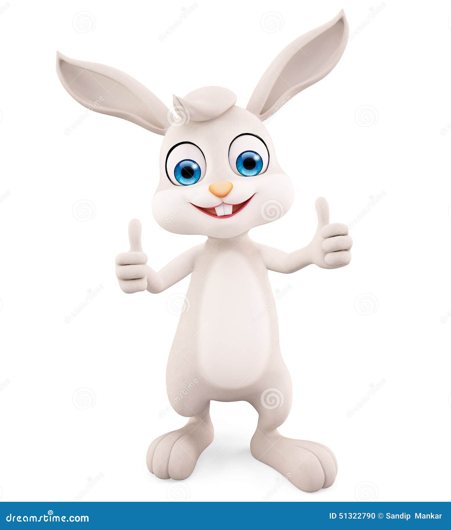 Easter Bunny with Thumbs Up Pose Stock Illustration - Illustration of ...