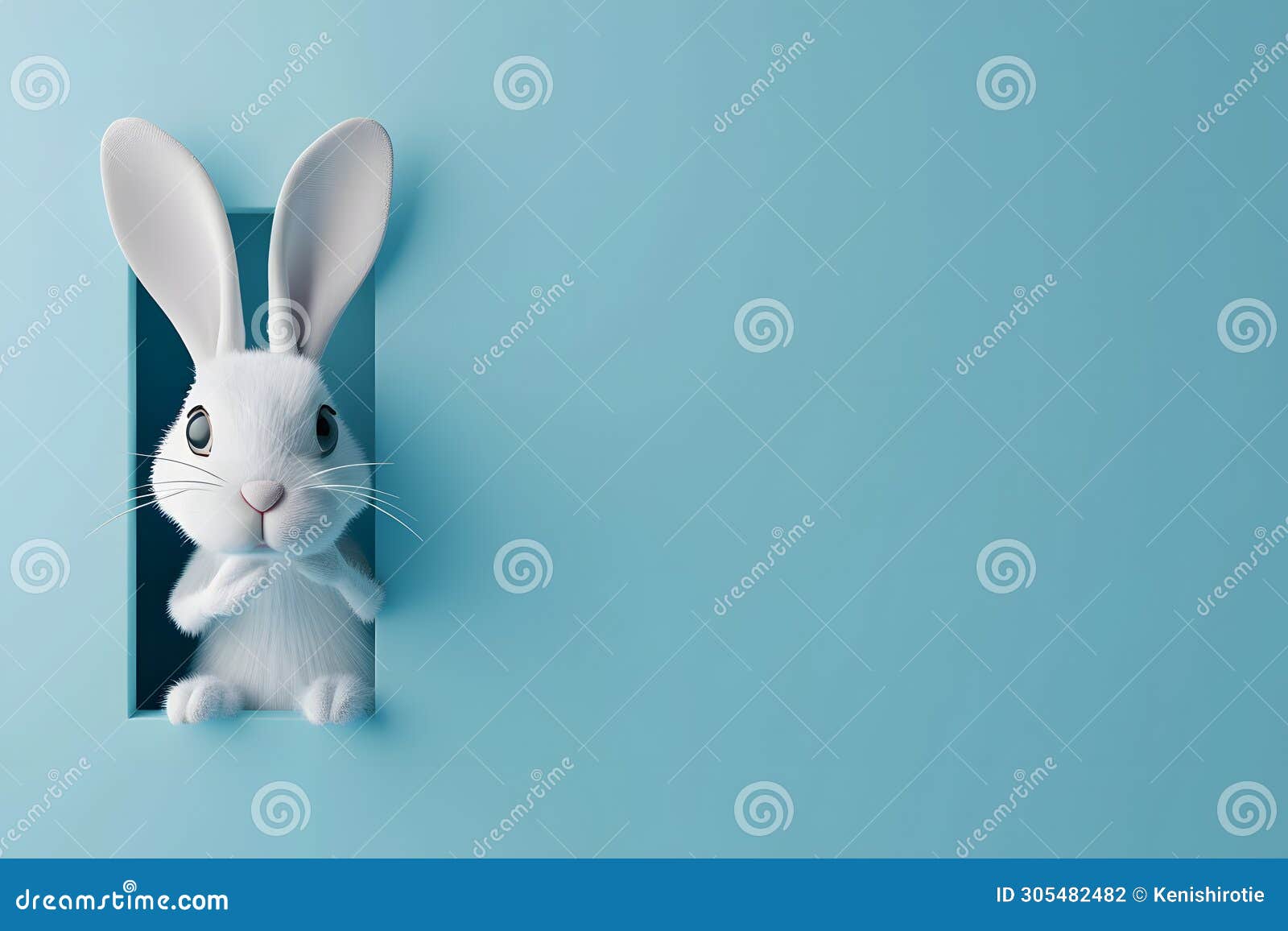 Easter Bunny Toy on Blue Background Stock Illustration - Illustration ...