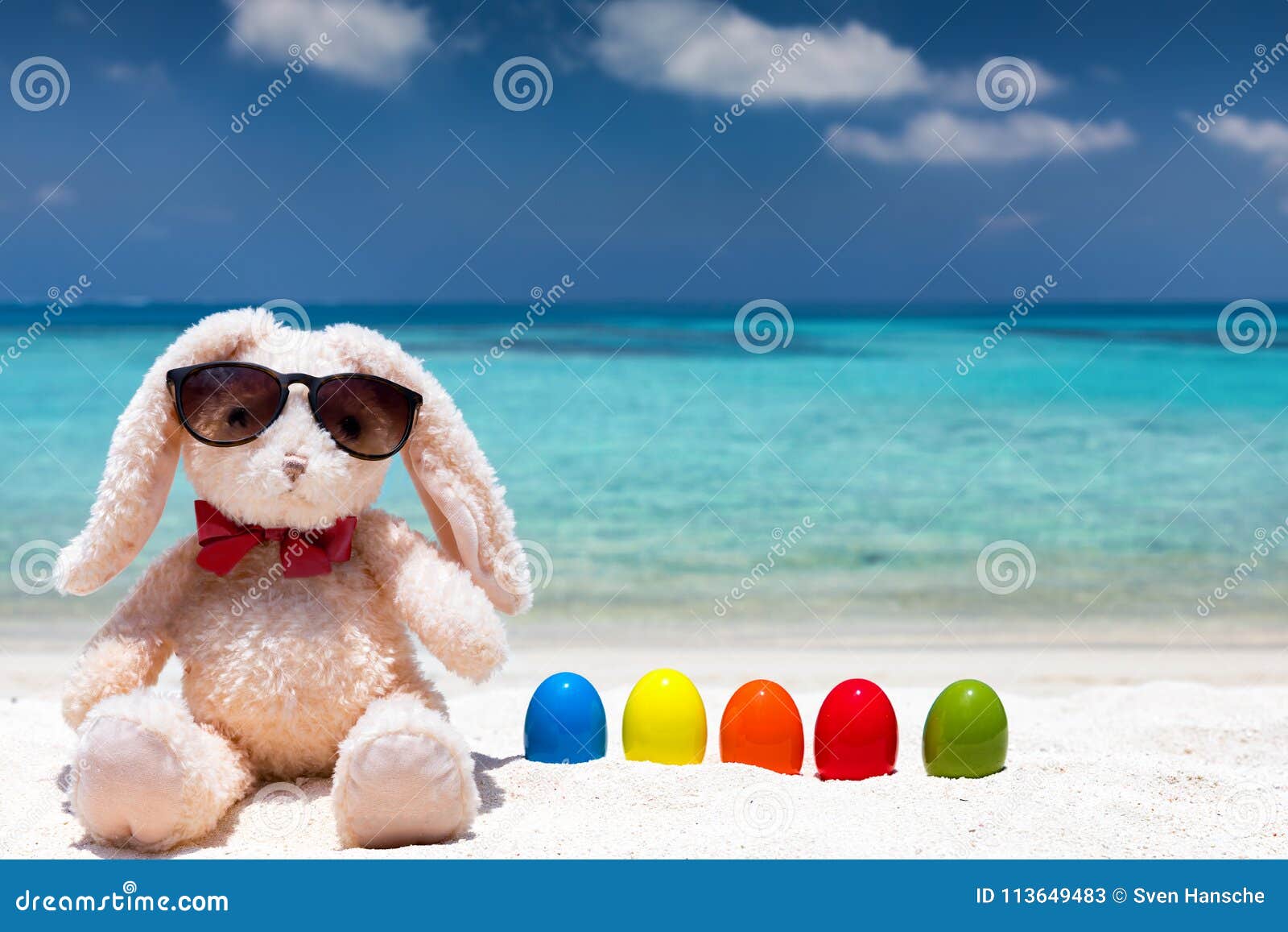 Easter Bunny on a Tropical Beach Stock Image - Image of holiday, coast ...