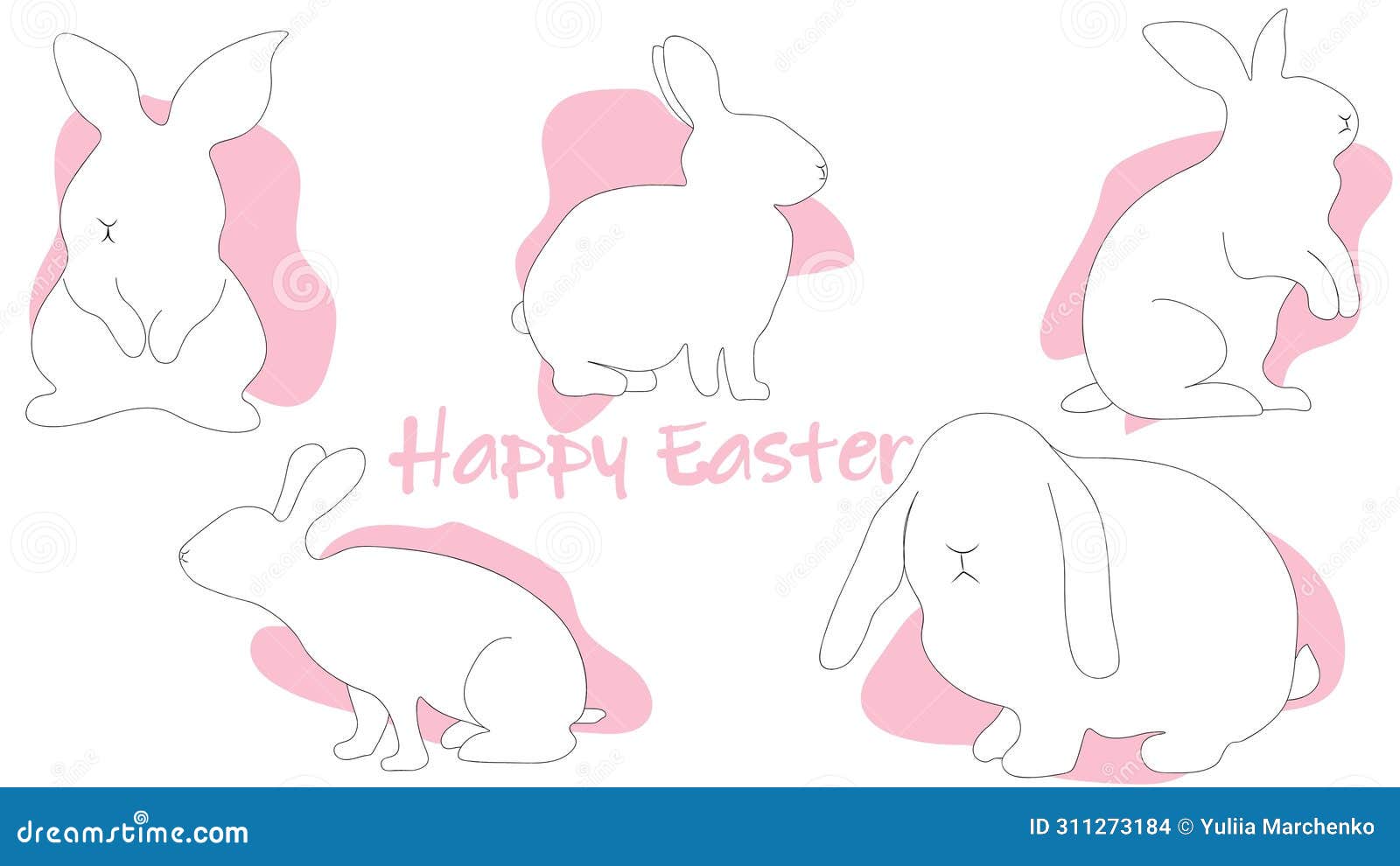 Easter Bunny Vector Set. Easter Bunnies in Pastel Colors Stock Vector - Illustration of easter ...