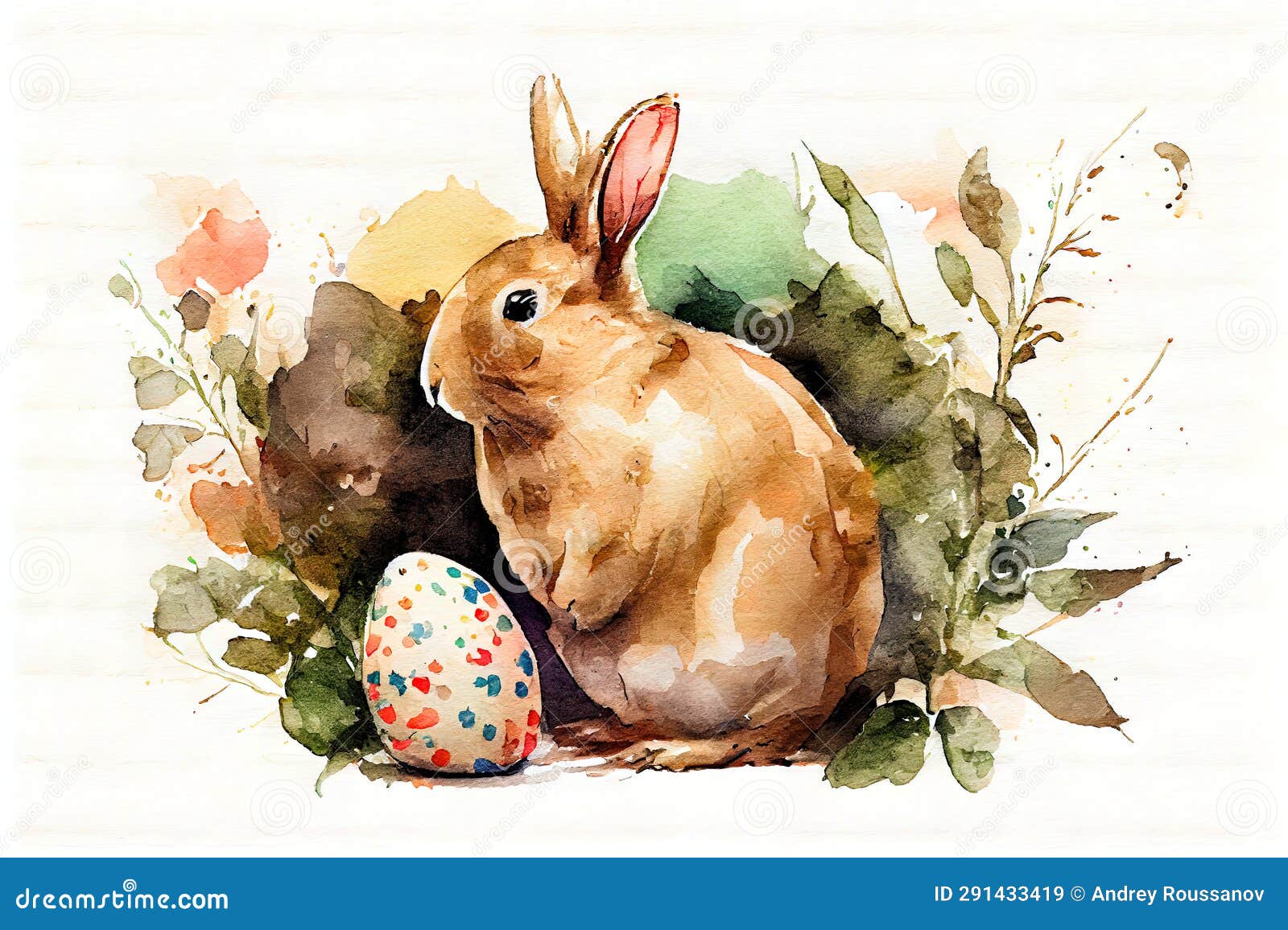Easter Bunny Watercolor Background. AI Generated Stock Illustration ...