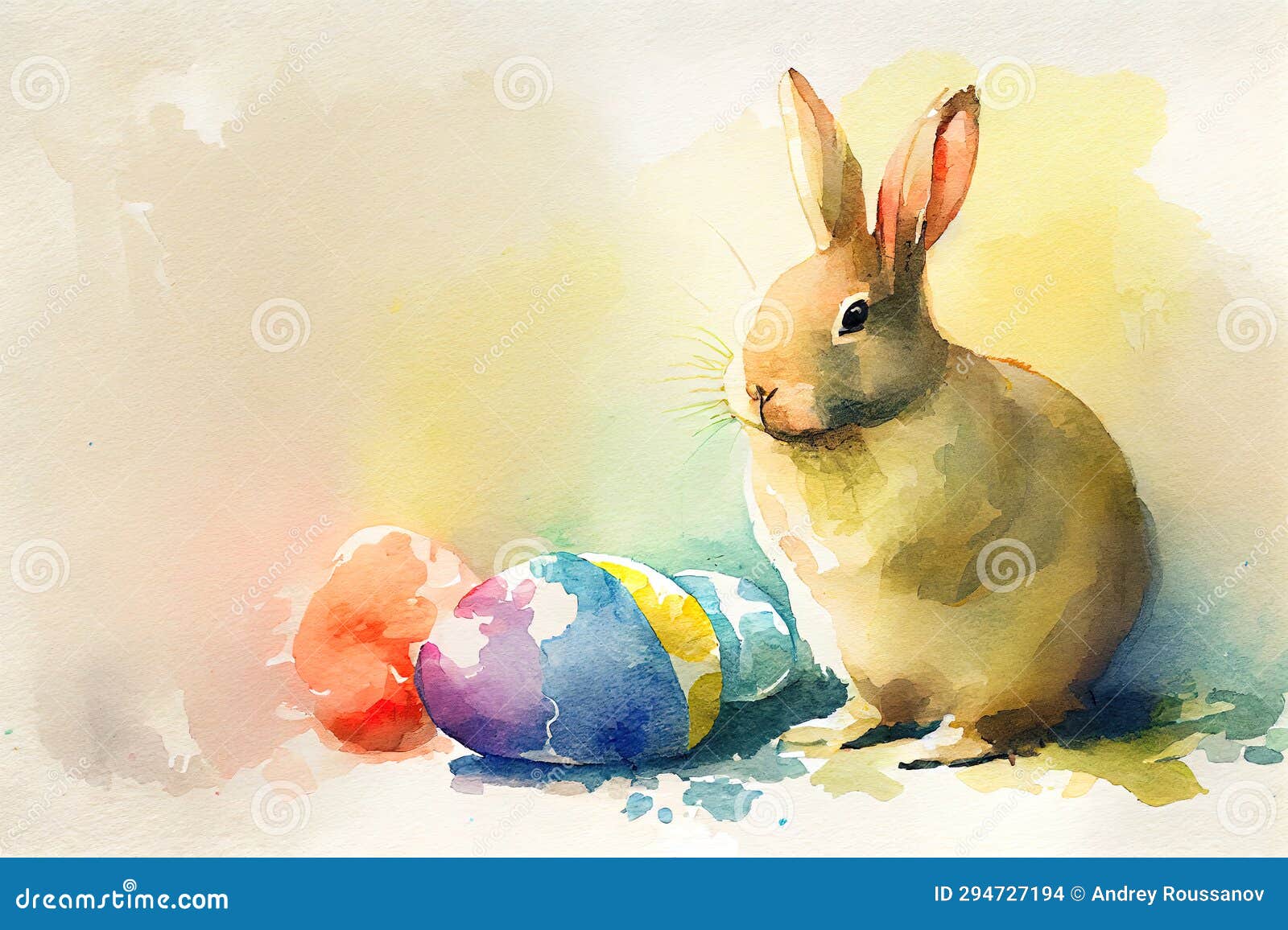 Easter Bunny Watercolor Background. AI Generated Stock Illustration ...