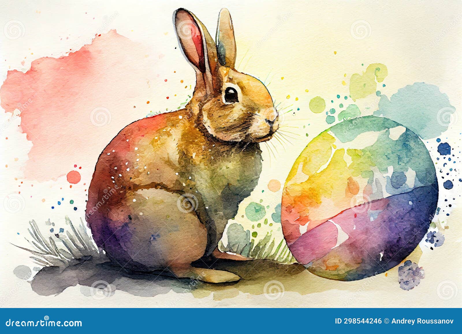 Easter Bunny Watercolor Background. AI Generated Stock Illustration ...