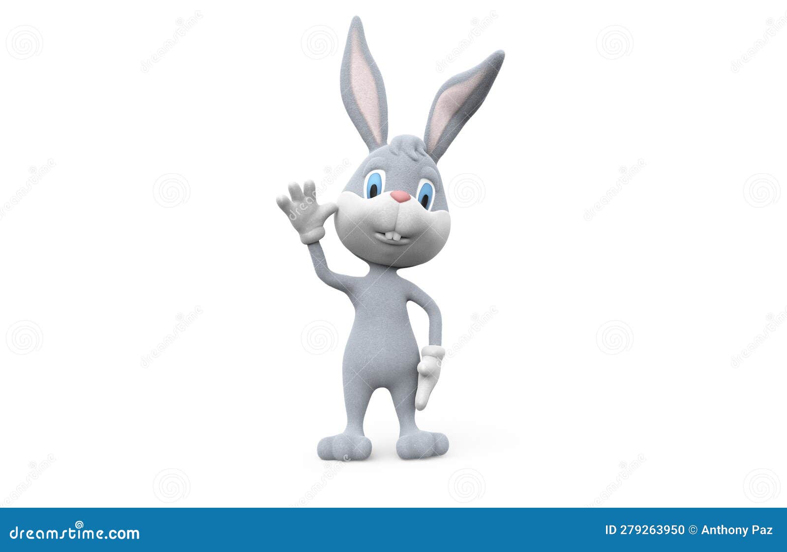 Easter Bunny Waving Isolated on White Background Stock Illustration ...