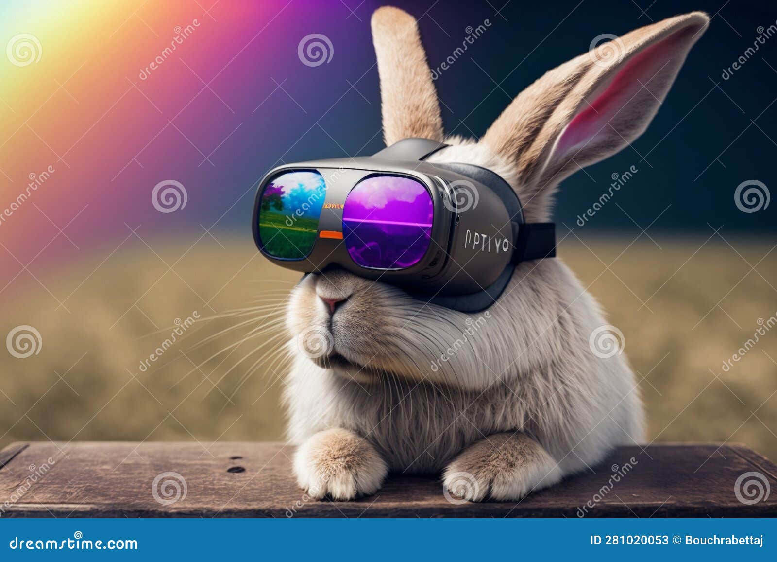 Easter Bunny Wearing a Vr Headset, Easter Bunny Experiencing Virtual ...