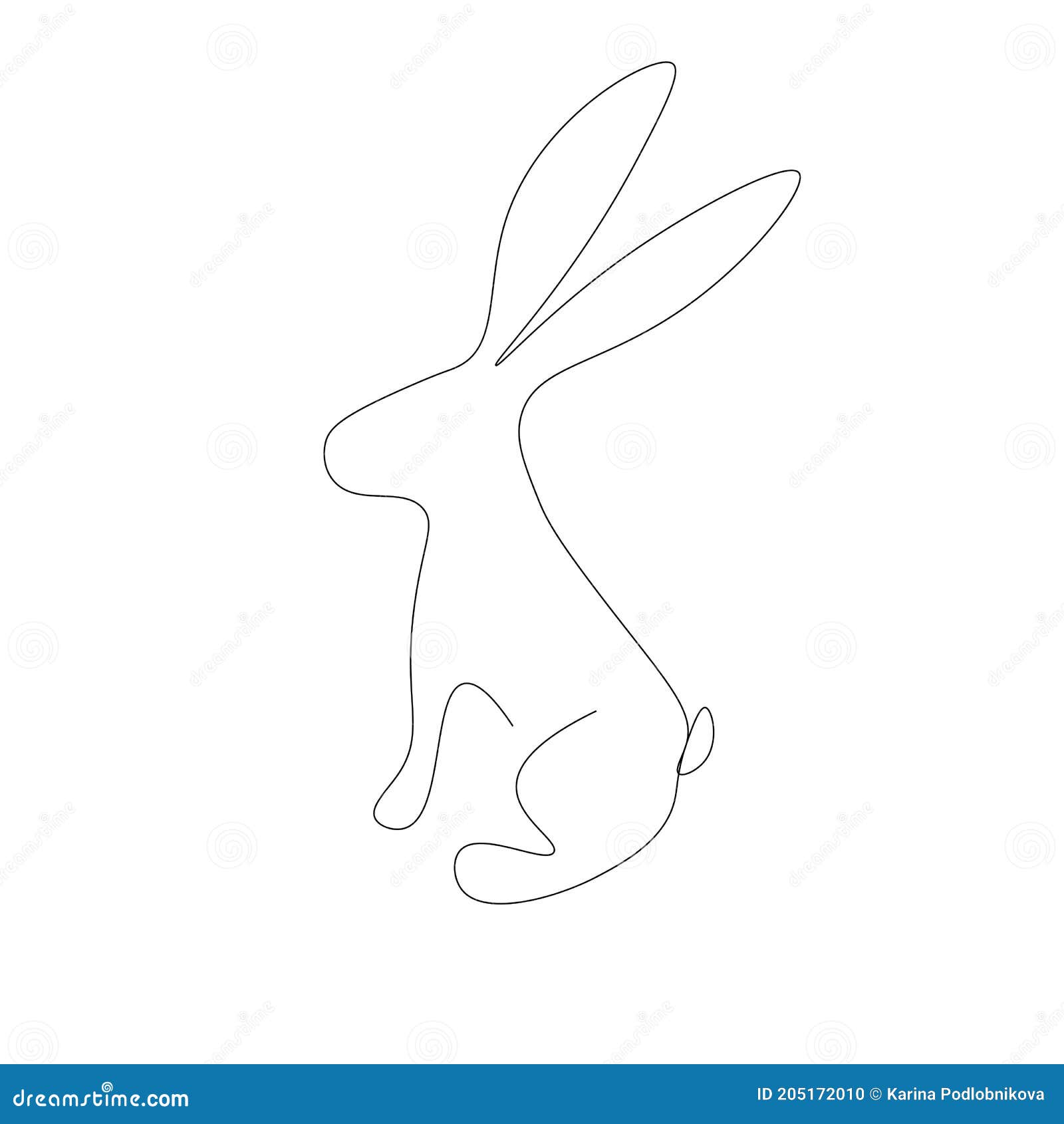 Easter Bunny on White Background Line Draw Stock Illustration ...