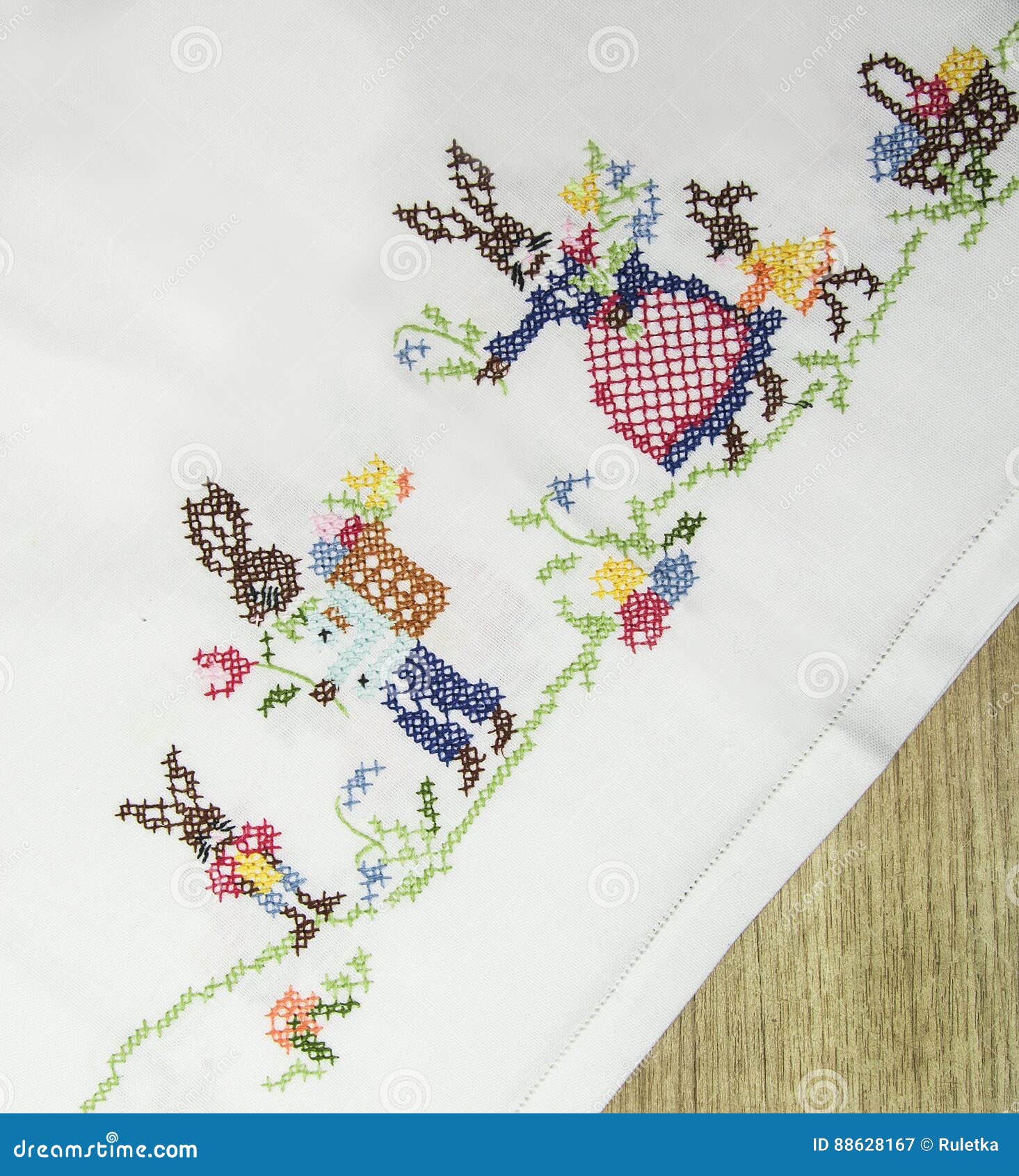 Easter Bunny on a White Tablecloth. Stock Image - Image of european ...