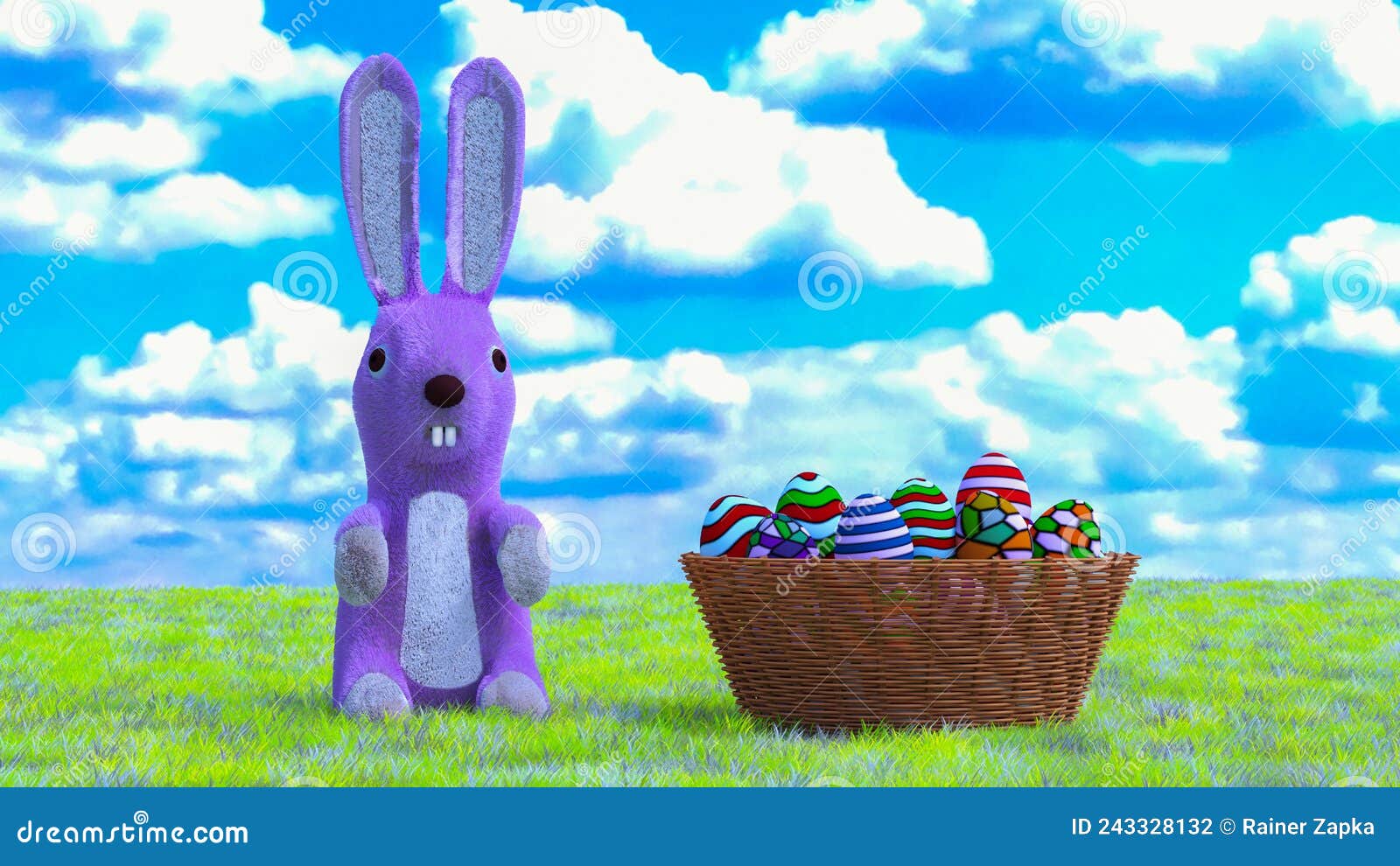 An Easter Bunny at Work 3d Rendering Stock Illustration - Illustration ...