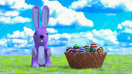 An Easter Bunny at Work 3d Rendering Stock Illustration - Illustration ...