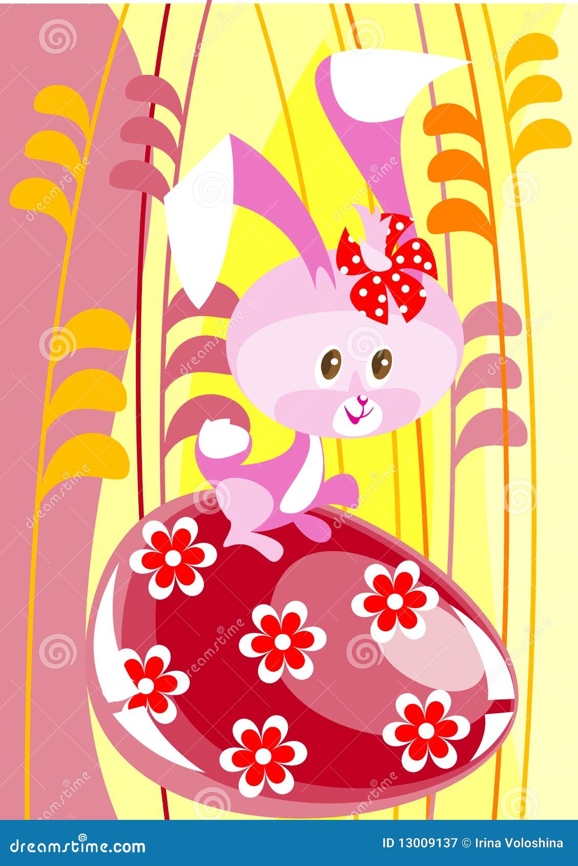 Easter Bunny on the Yellow Background Stock Vector - Illustration of ...