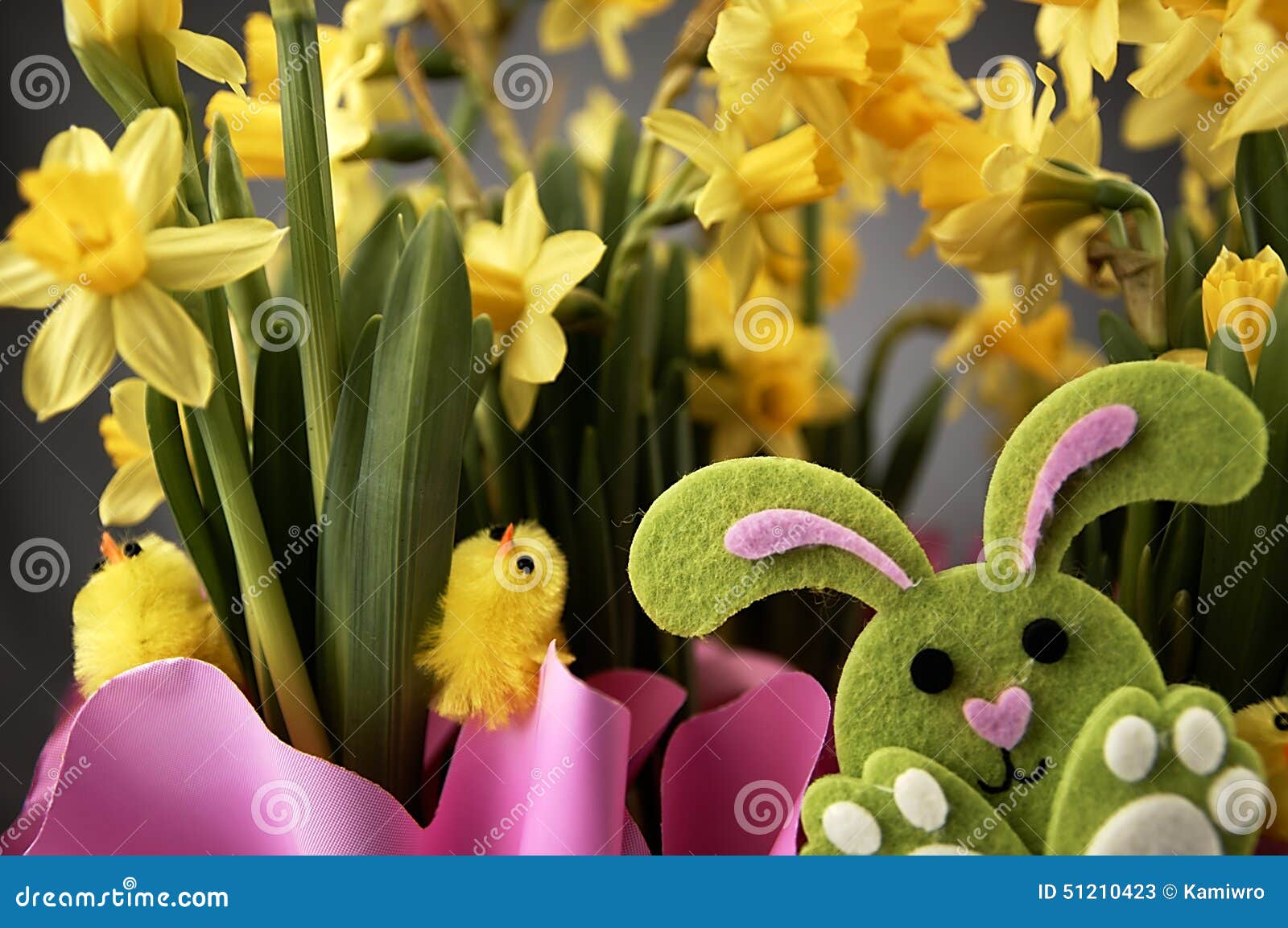 Easter Bunny and Yellow Daffodils. Stock Image - Image of leaf, floral ...