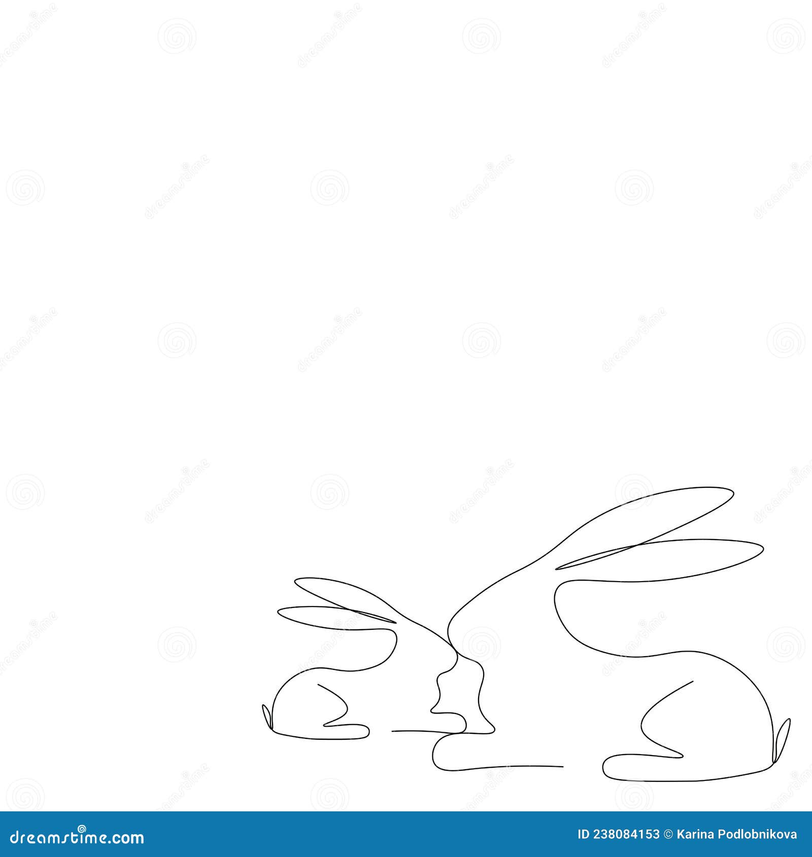Easter Buny Line Drawing, Vector Illustration | CartoonDealer.com #238084154
