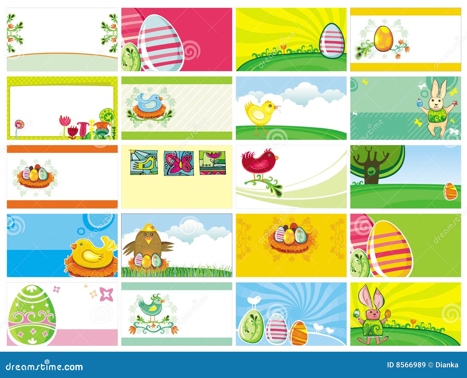Easter Business Cards Templates Stock Vector - Illustration of basket ...
