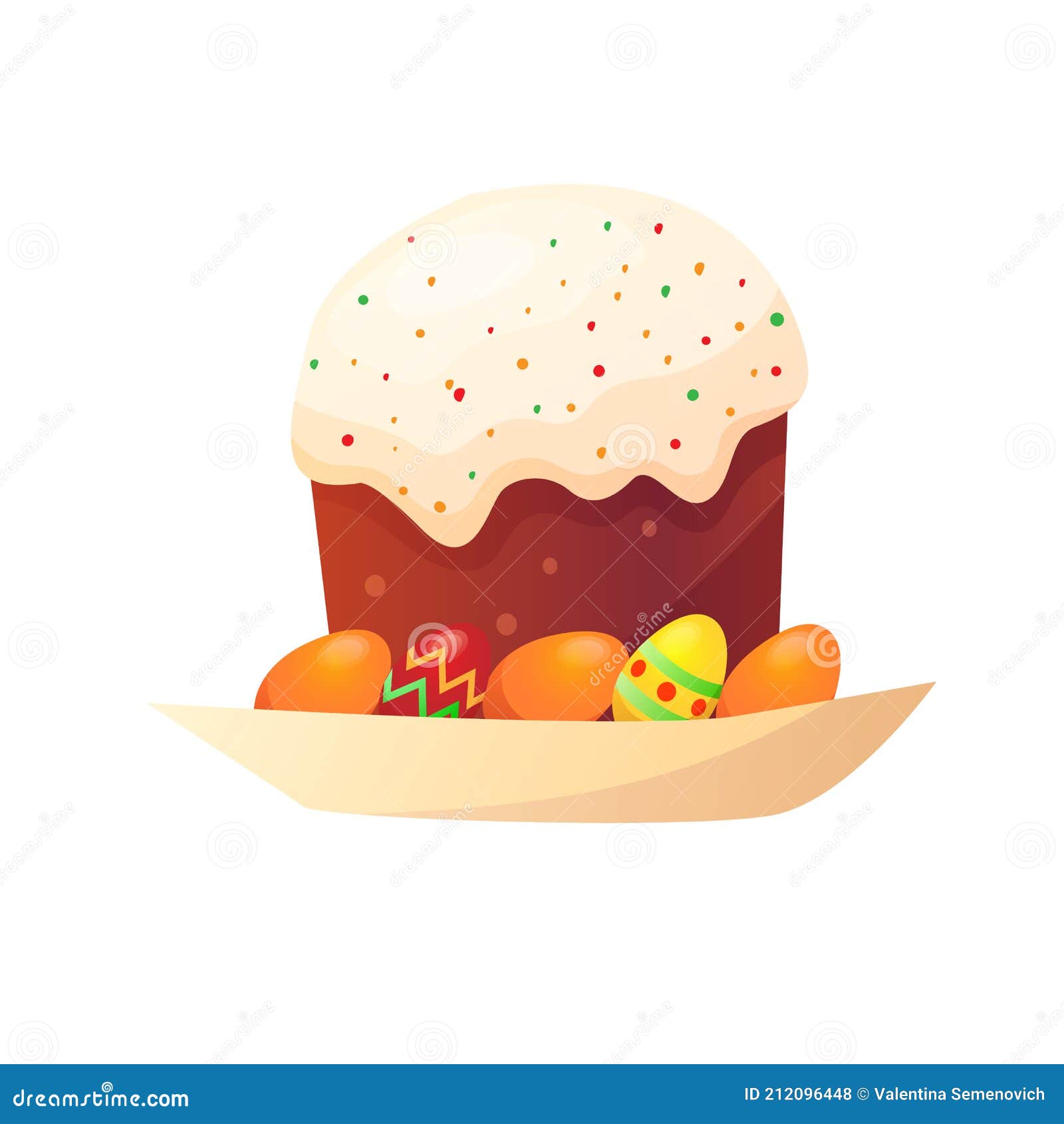 Easter Cake Flat Cartoon Illustration Stock Vector - Illustration of ...