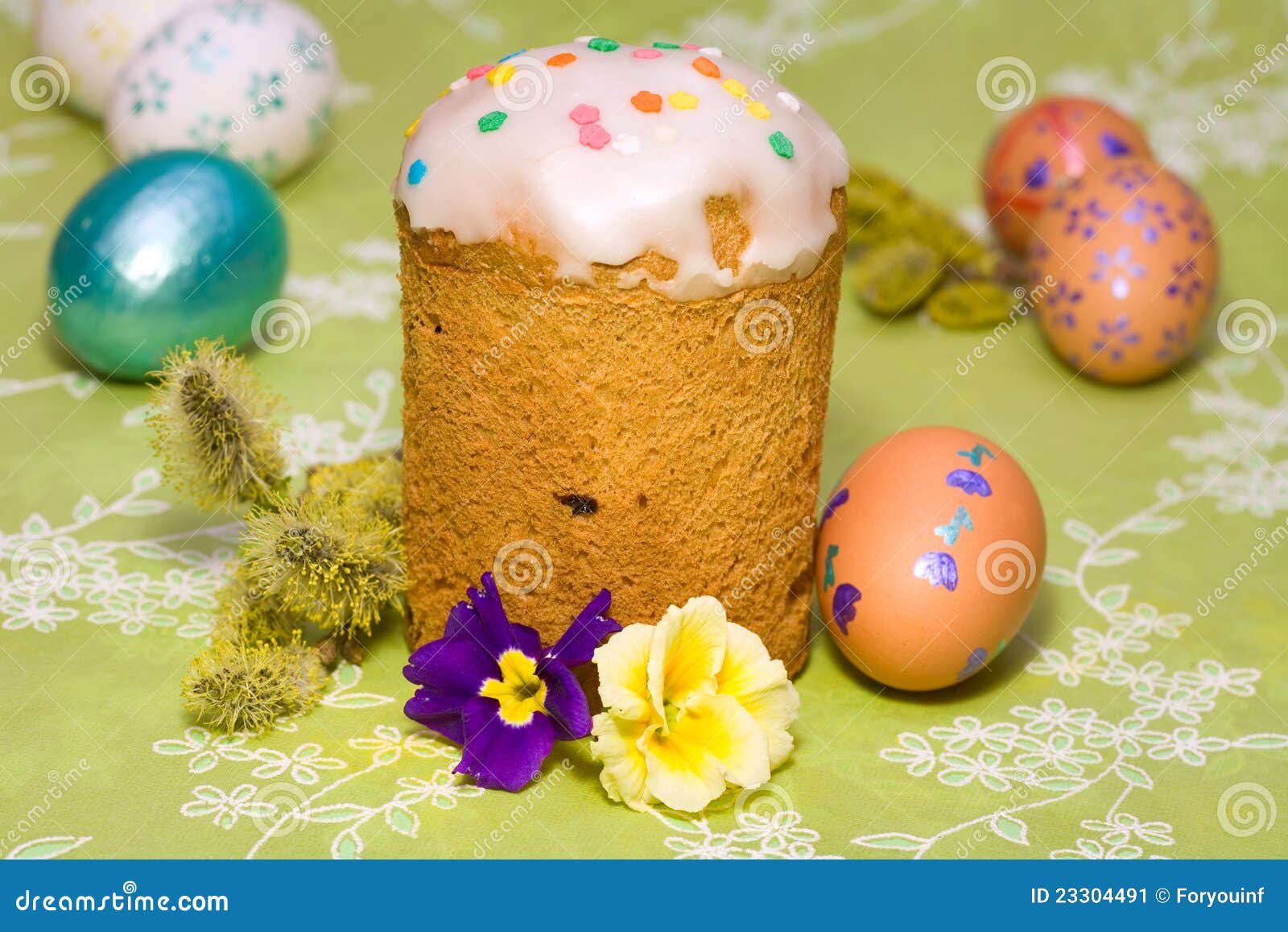 Easter Cake and Colored Easter Eggs Stock Image - Image of eastertime ...