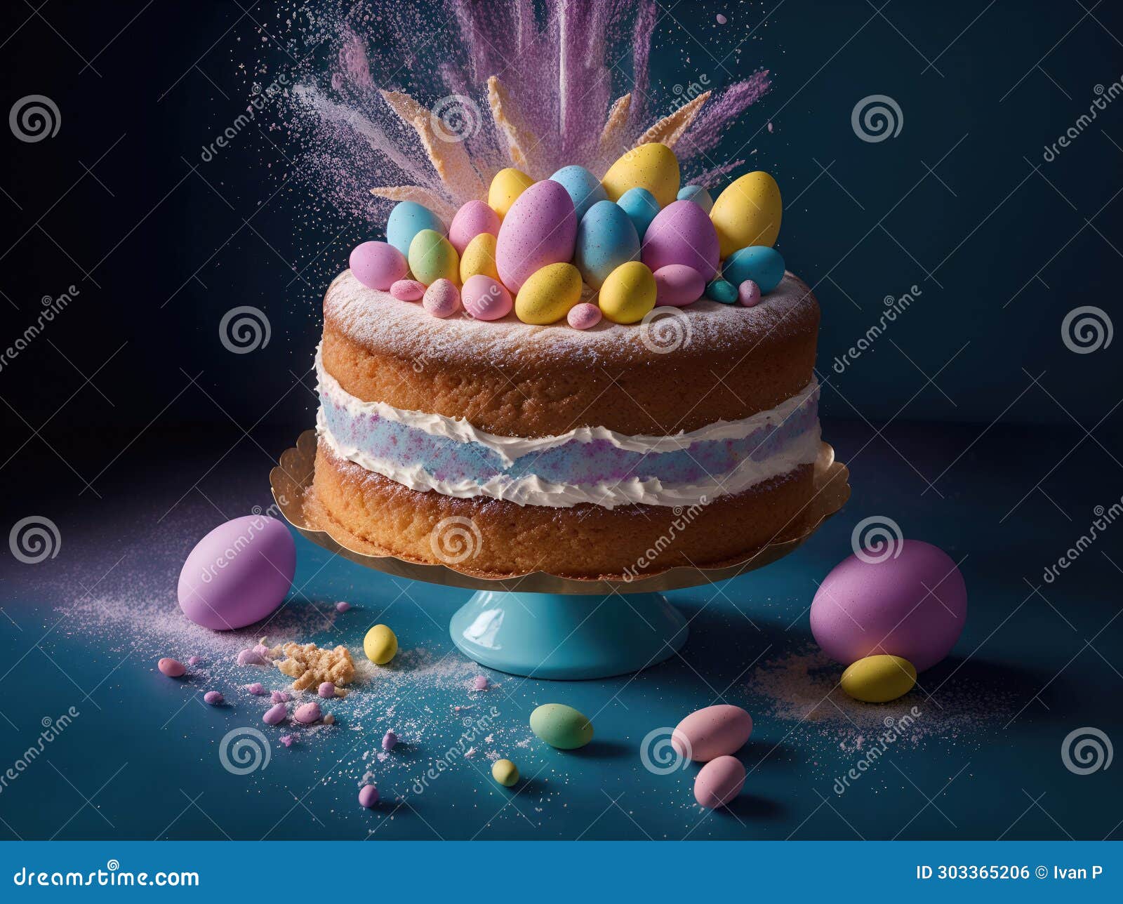 Easter Cake, Easter Eggs, Decorating. Easter Abstract Blurred ...