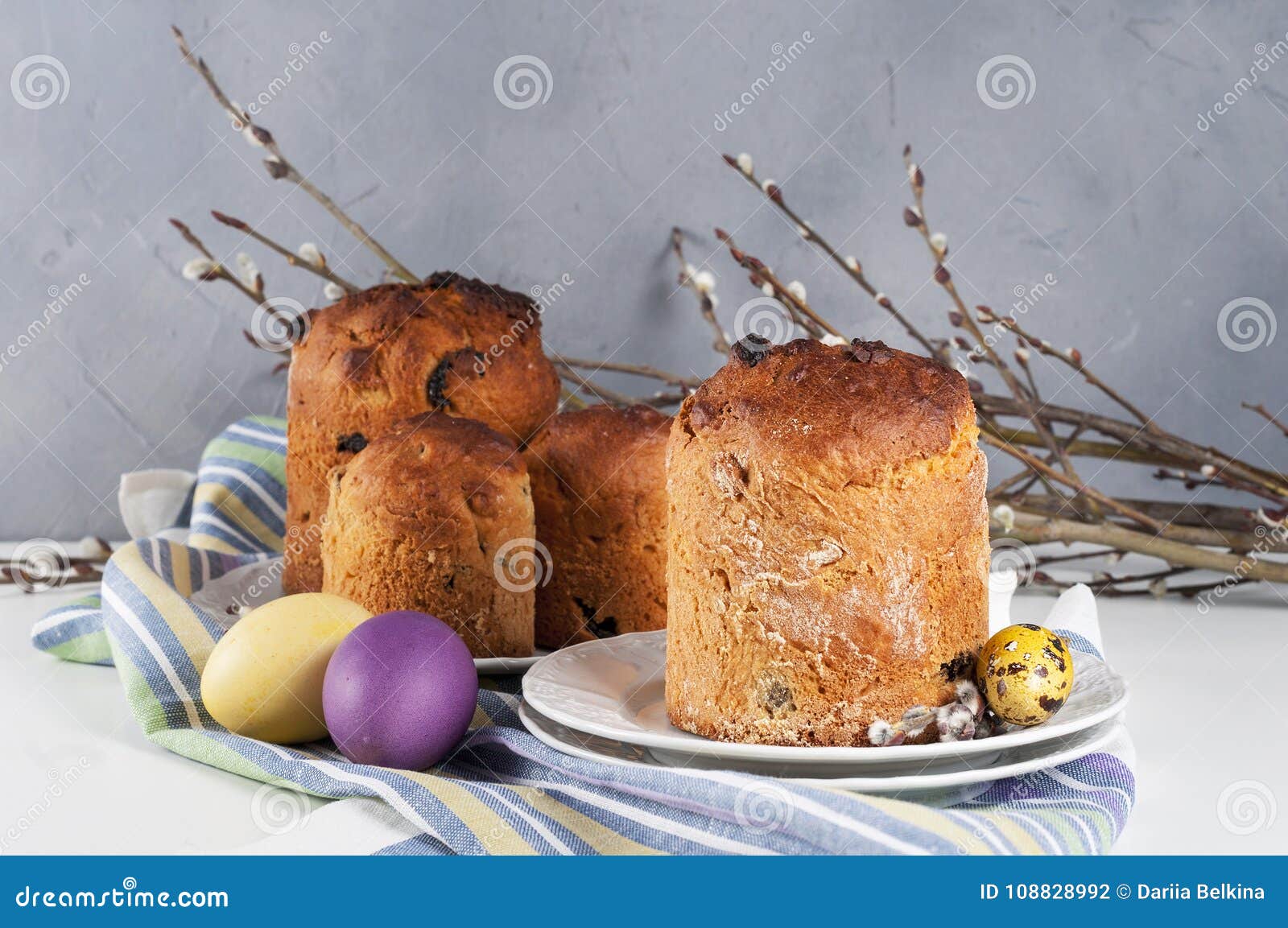 Traditional Orthodox Christian Easter Food Kulich with Raisins Stock ...