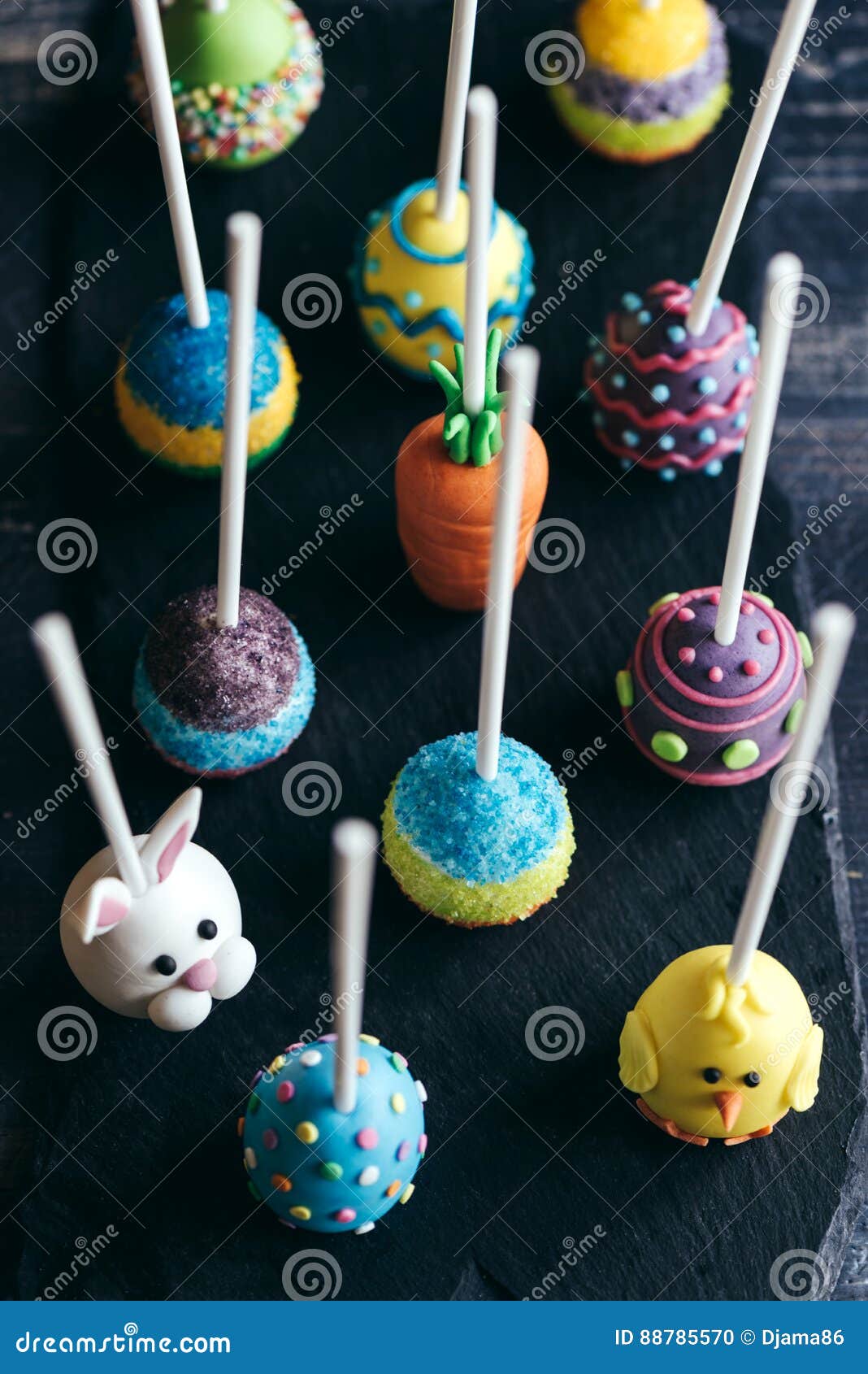 Easter Cake Pops from Above Stock Photo - Image of colorful, cakepops ...