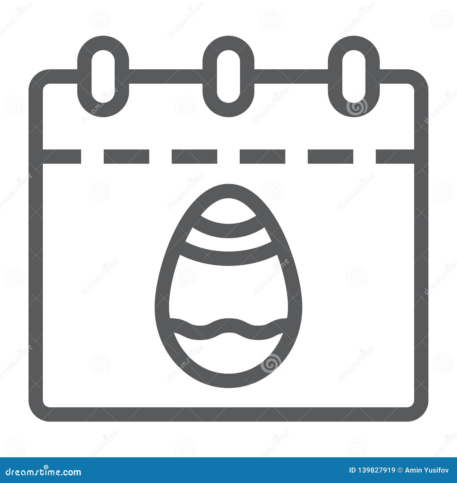 Easter Calendar Line Icon, Date and Easter, Easter Day Sign, Vector ...