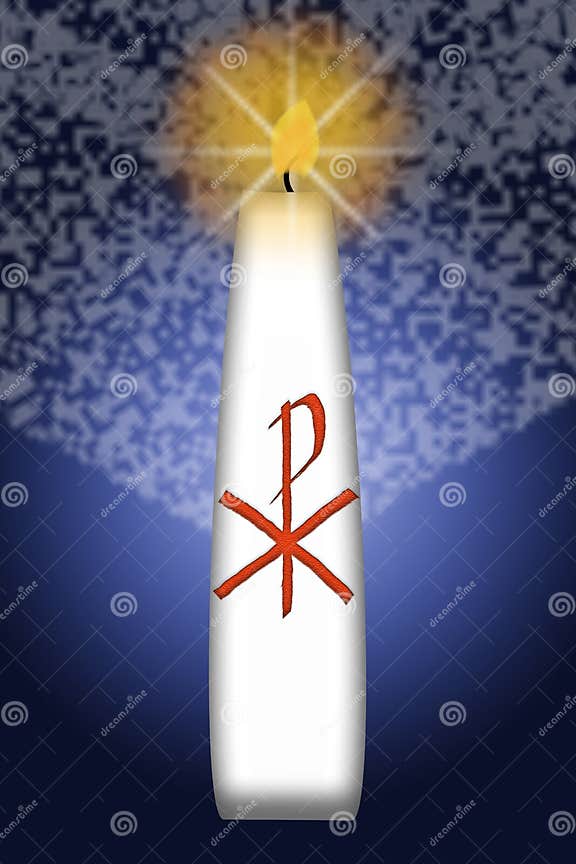 Easter Candle with Christ Monogram Stock Illustration - Illustration of christianity, easterday ...