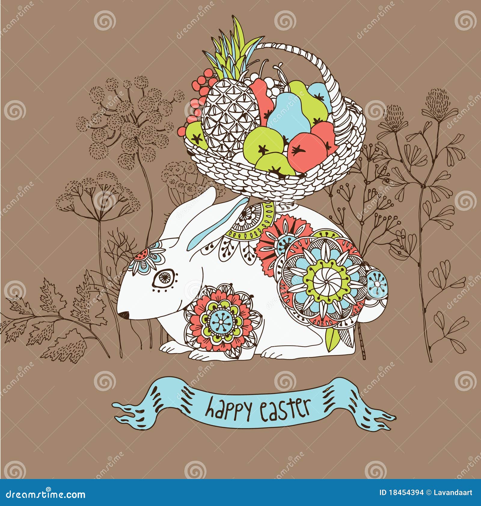 Easter card stock vector. Illustration of basket, easter - 18454394