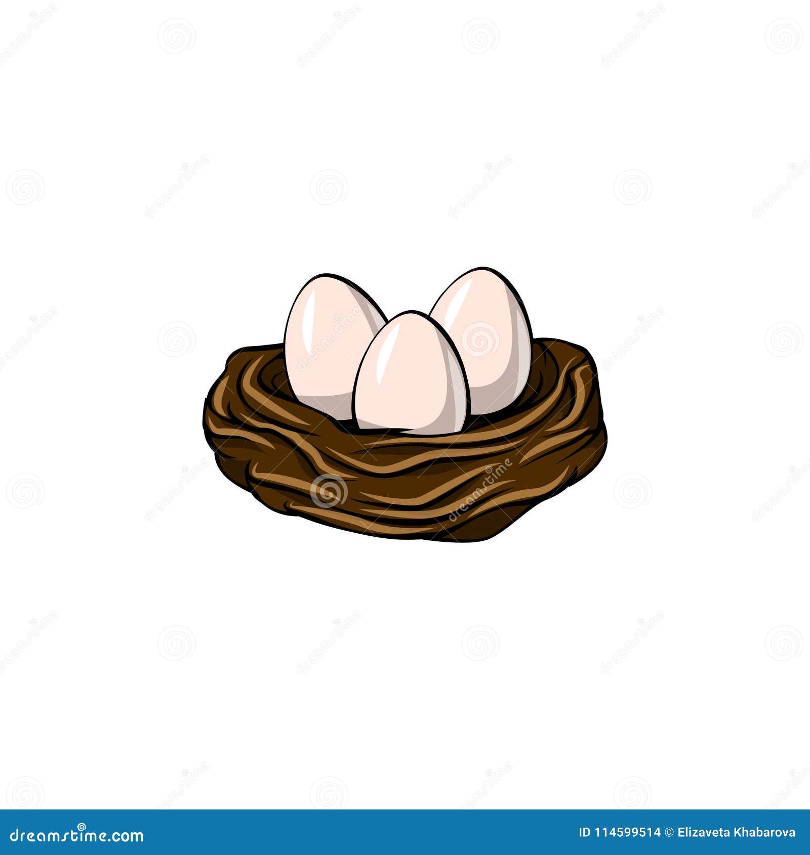 Easter Card. Birds Nest. Three Eggs. Easter Design Element. Spring Icon ...
