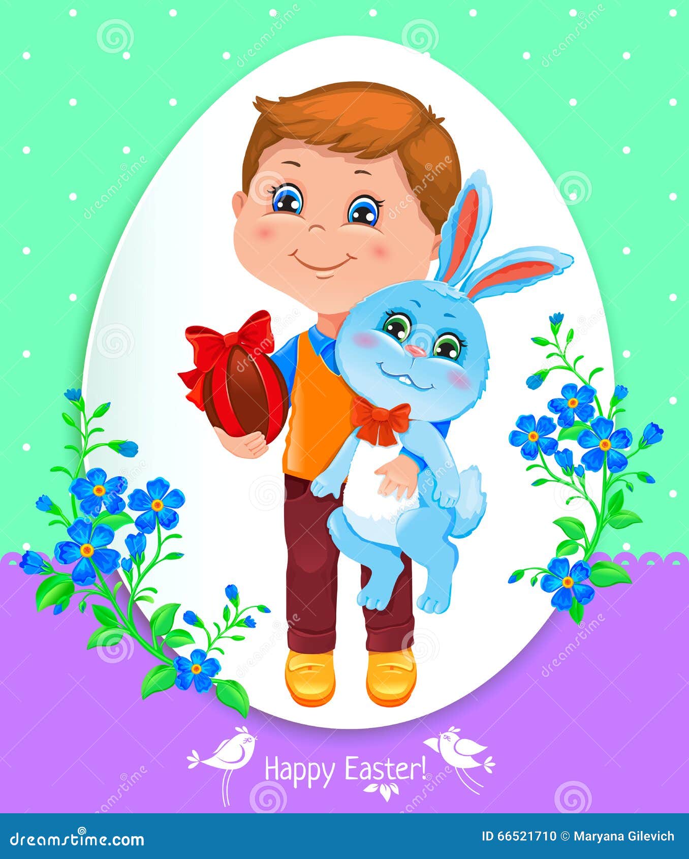 Easter card with boy stock vector. Illustration of blossom - 66521710