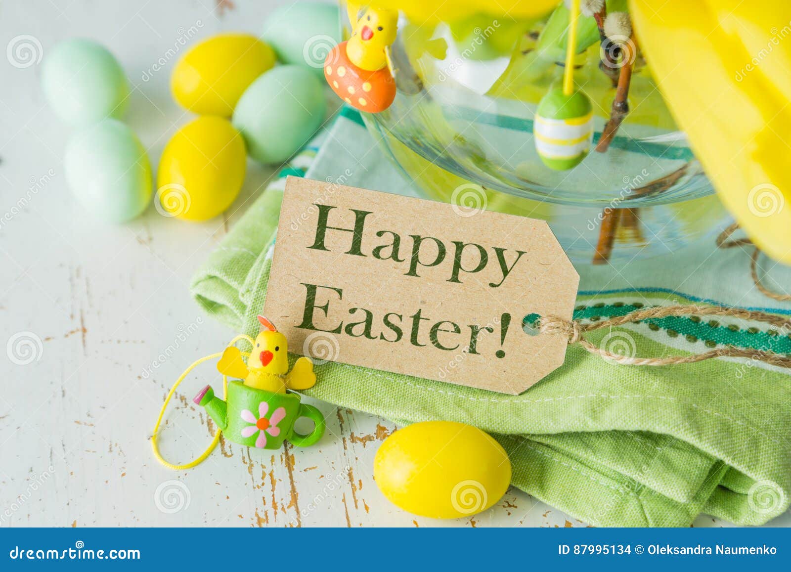 Easter Card - Decorations on Rustic Wood Background Stock Photo - Image ...