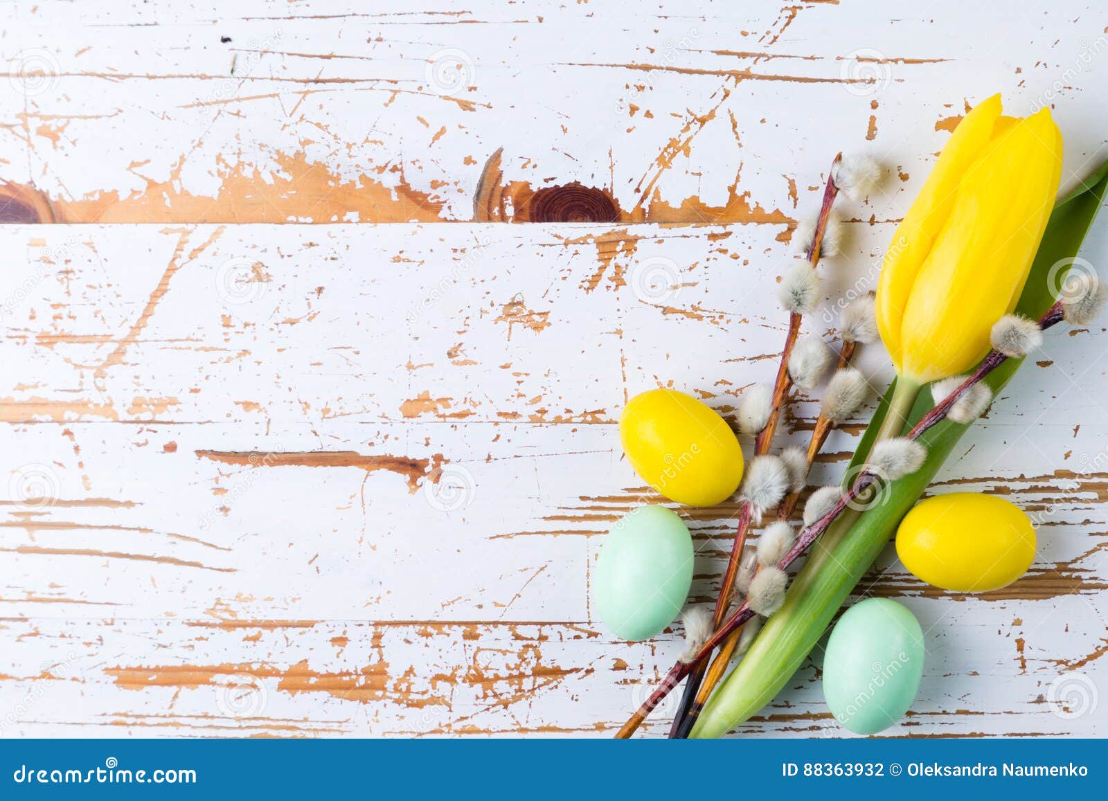 Easter Card - Decorations on Rustic Wood Background Stock Photo - Image ...