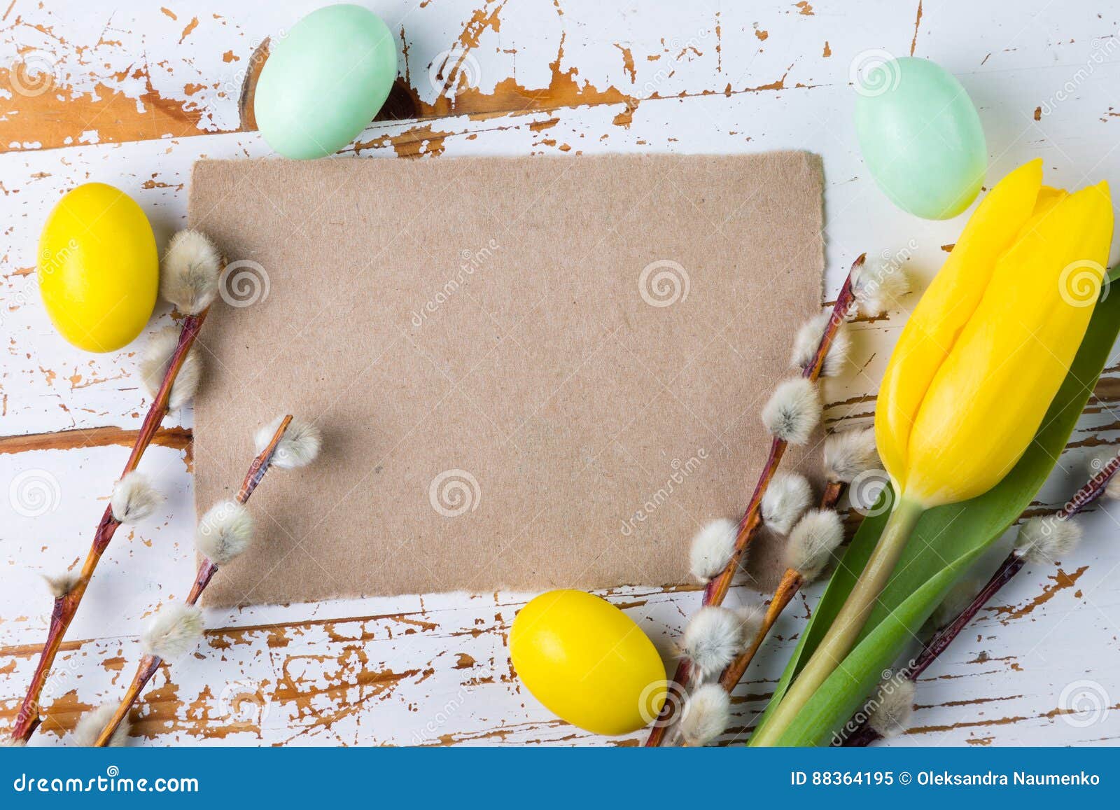Easter Card - Decorations on Rustic Wood Background Stock Image - Image ...