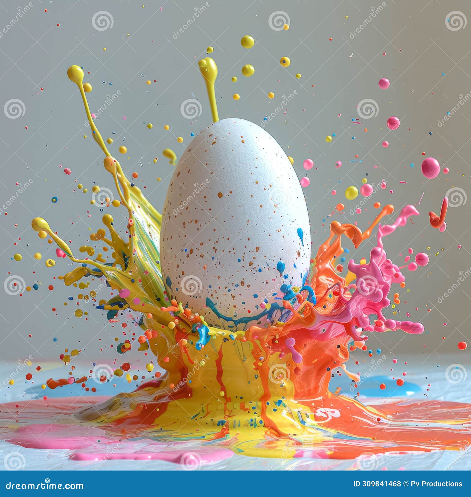 Easter Card Design with Egg in Colorful Paint Splash. Stock Photo ...