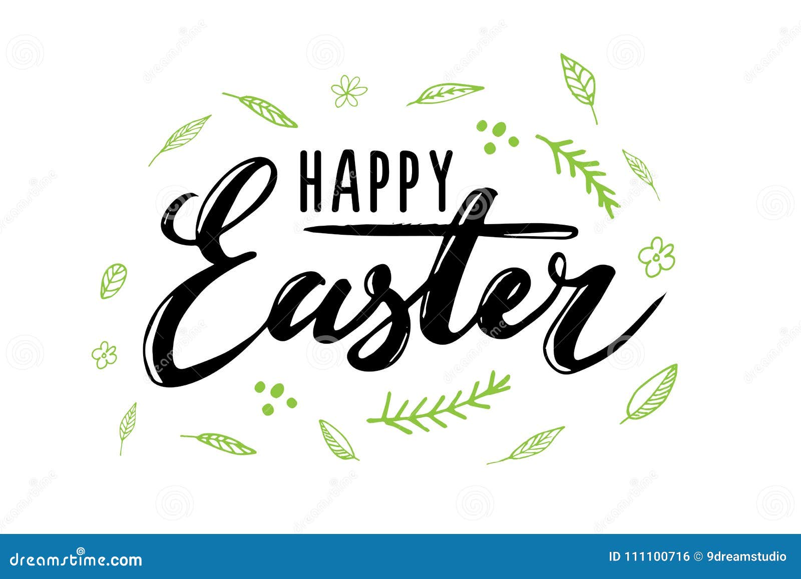 Easter Card Design with Modern Calligraphy, Hand Drawn Lettering ...