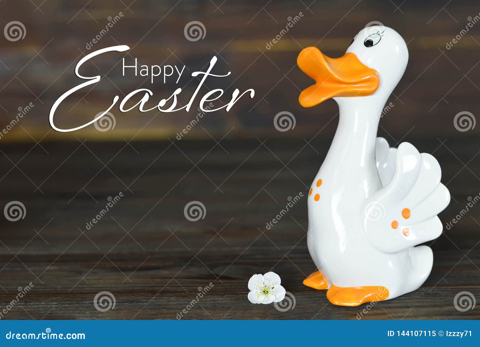 Easter Card with Easter Duck and Spring Flower Stock Image - Image of ...