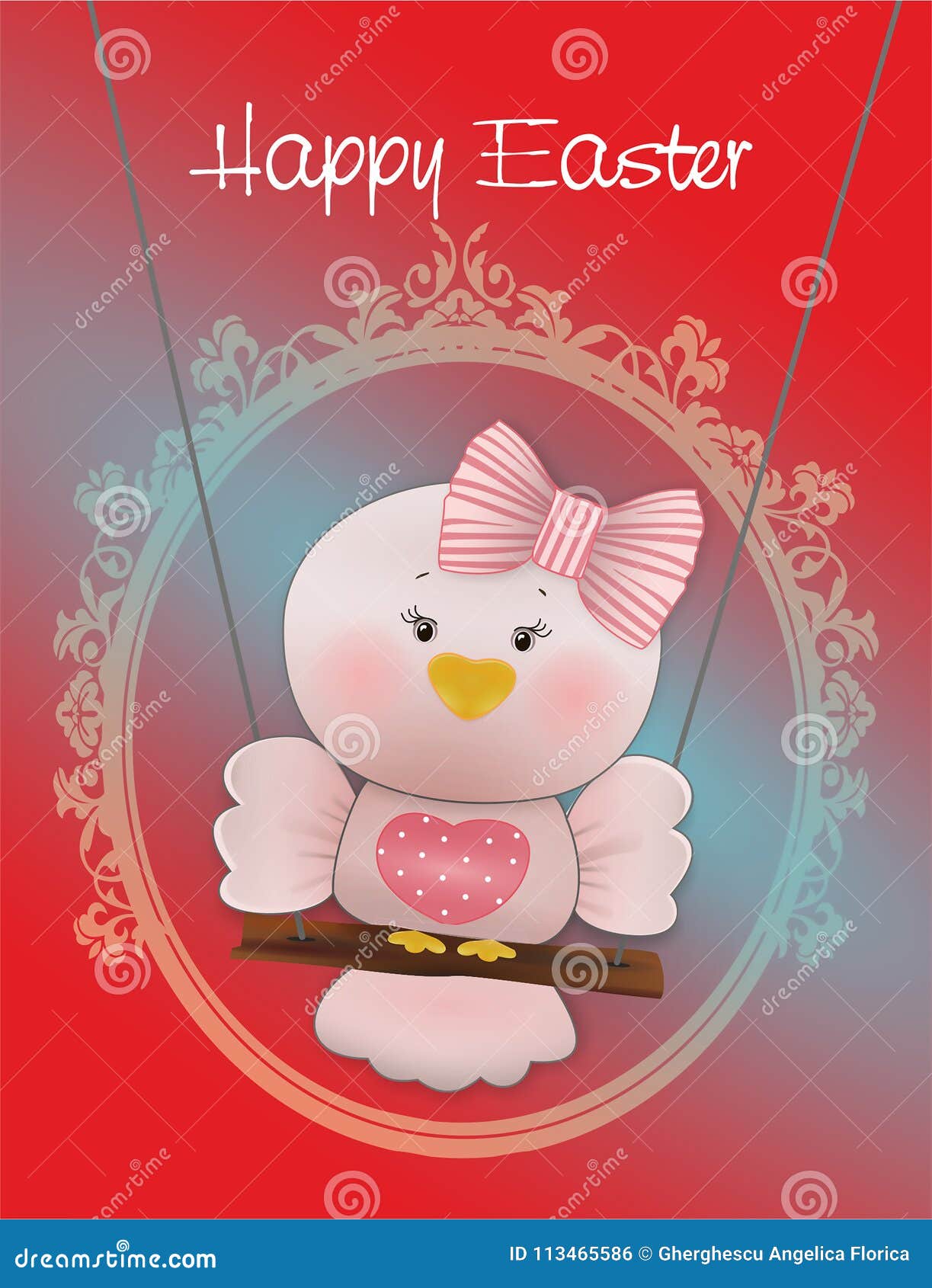 Easter Pink bird in swing stock illustration. Illustration of grass ...