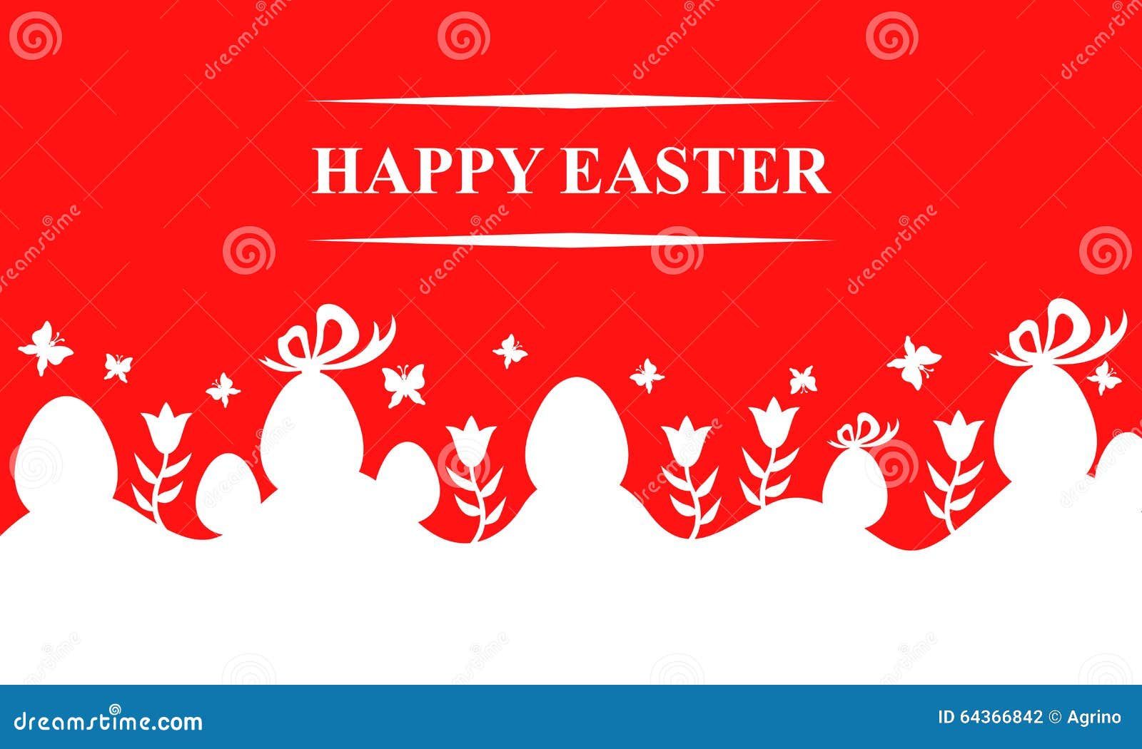 Easter Card with Eggs and Flowers on Red Background Stock Vector ...