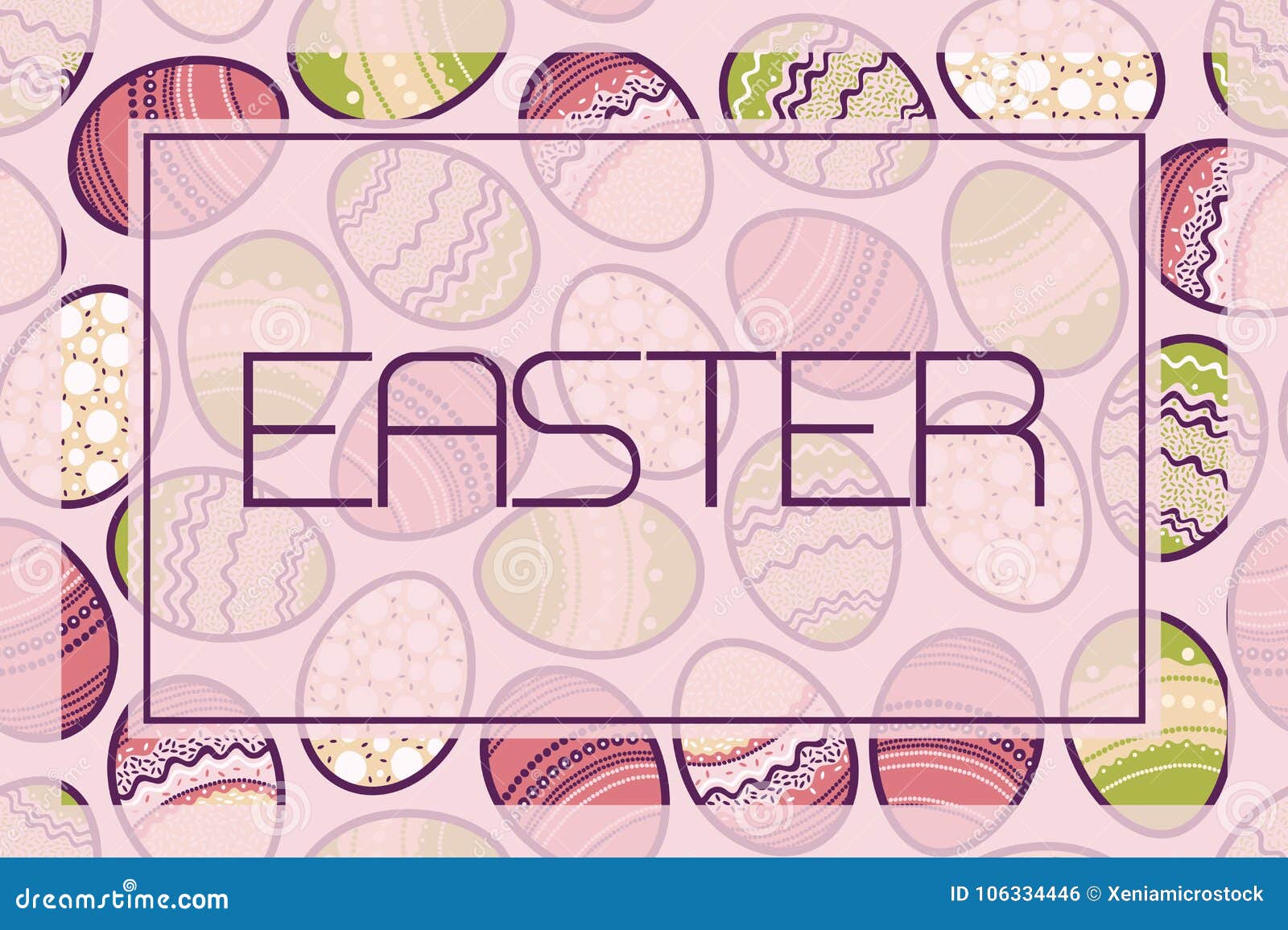 Easter. Card with Frame on a Background of Painted Eggs Stock Vector ...