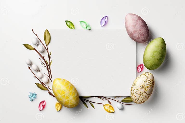 Easter Card with Easter Eggs with Free Space for Text, Generative Ai ...