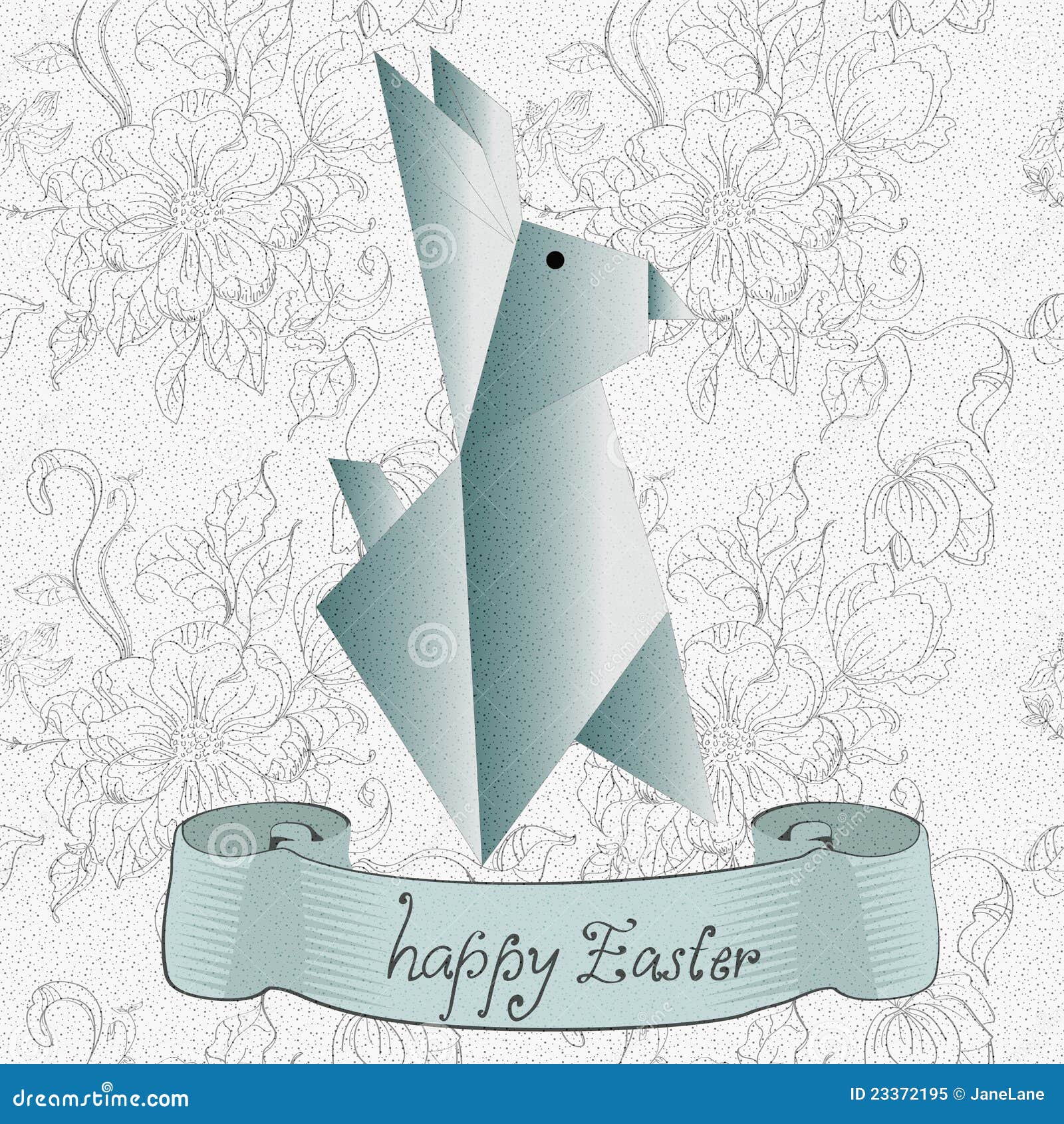 Easter Card with Origami Rabbit Stock Vector - Illustration of artistic ...