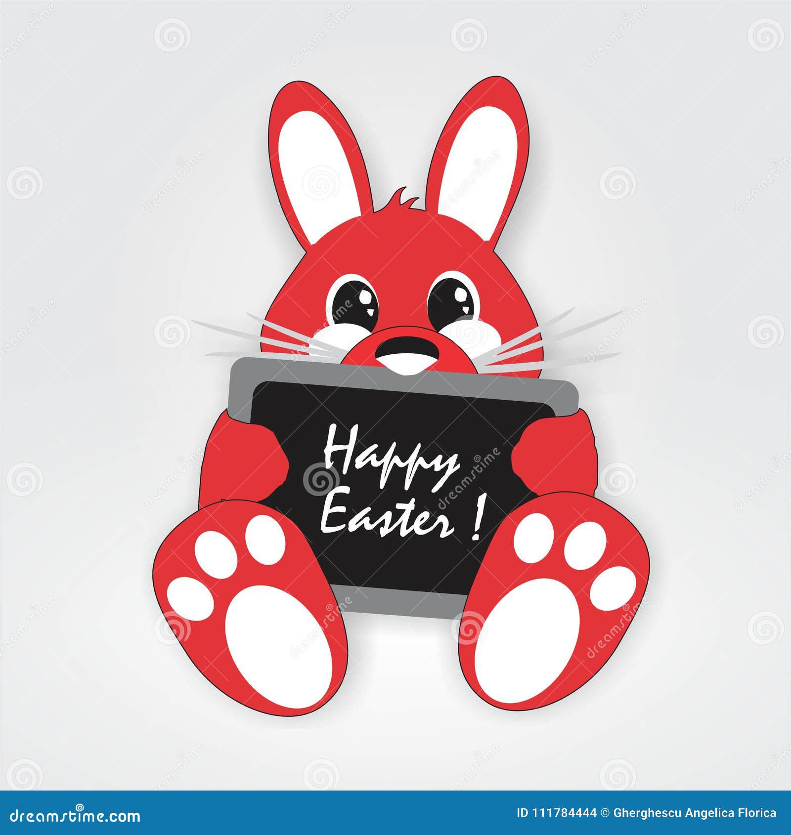 Easter Card with Red Easter Bunny Stock Illustration - Illustration of ...