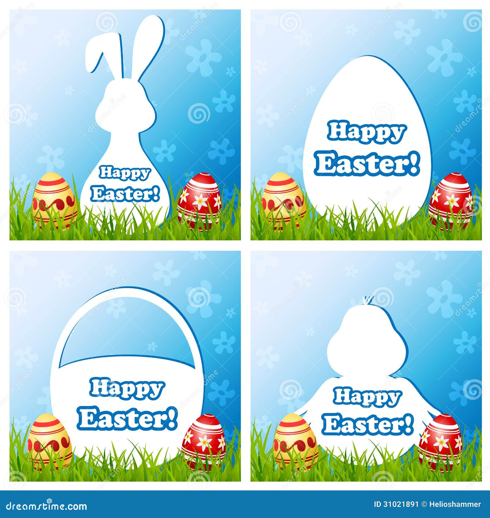 Easter Card Set with Different Silhouette Text Box Stock Vector ...