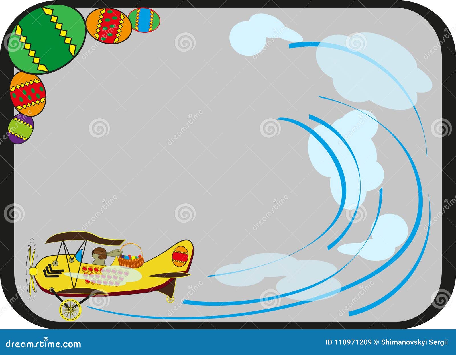 Easter Card Template with Rabbit on an Airplane Stock Vector ...