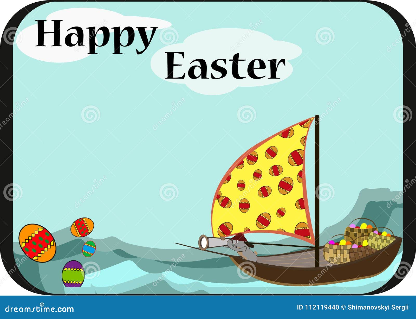 Easter Card Template with Rabbit Stock Vector - Illustration of ...